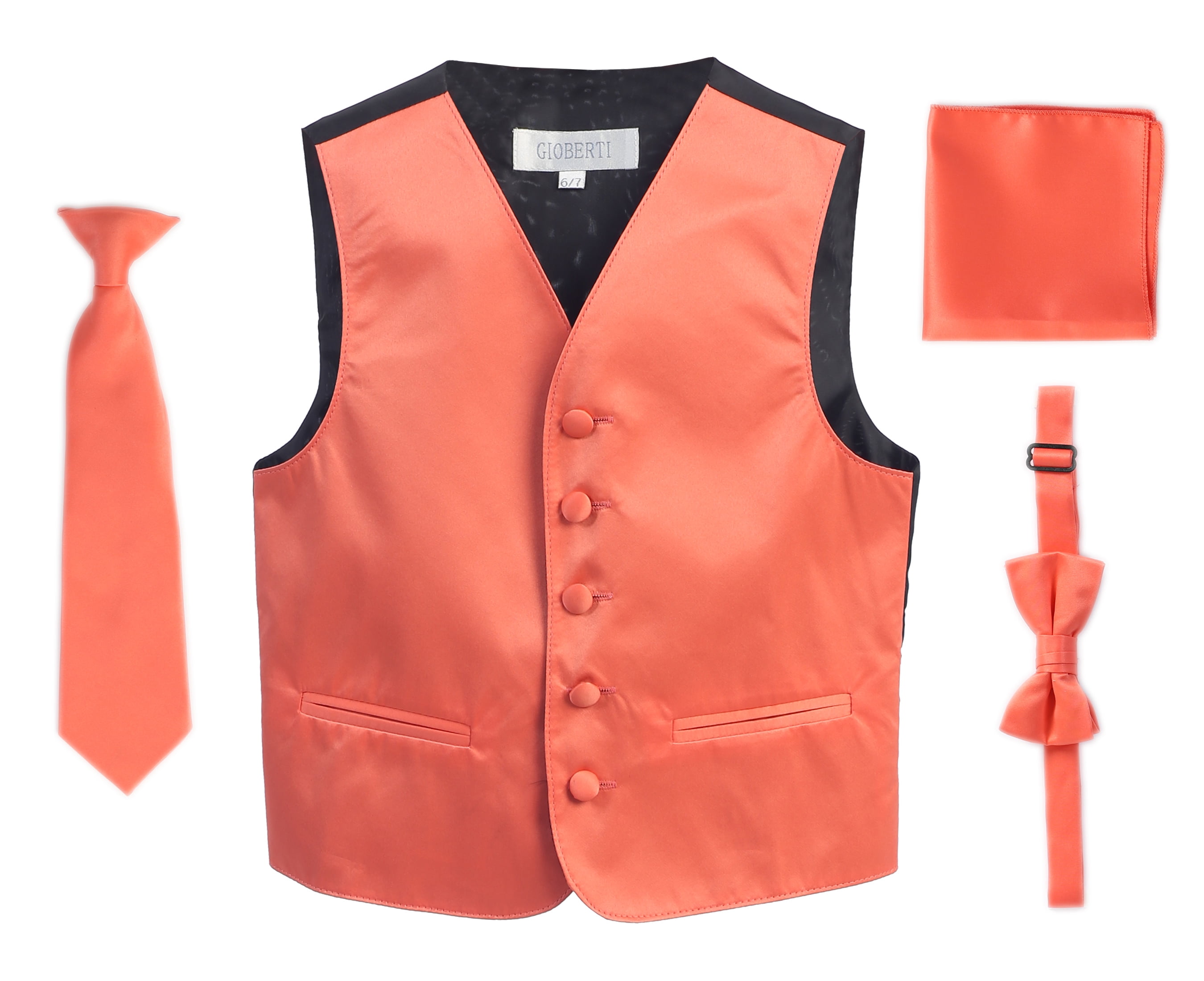 Gioberti Kids and Boys 4pc Satin Formal Vest Set - Walmart.com