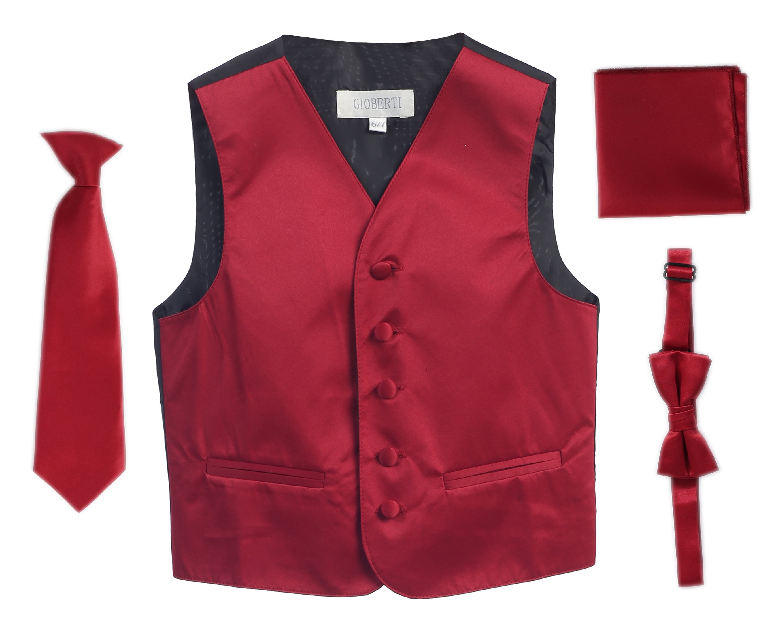 Gioberti Kids and Boys 4pc Satin Formal Vest Set - Walmart.com