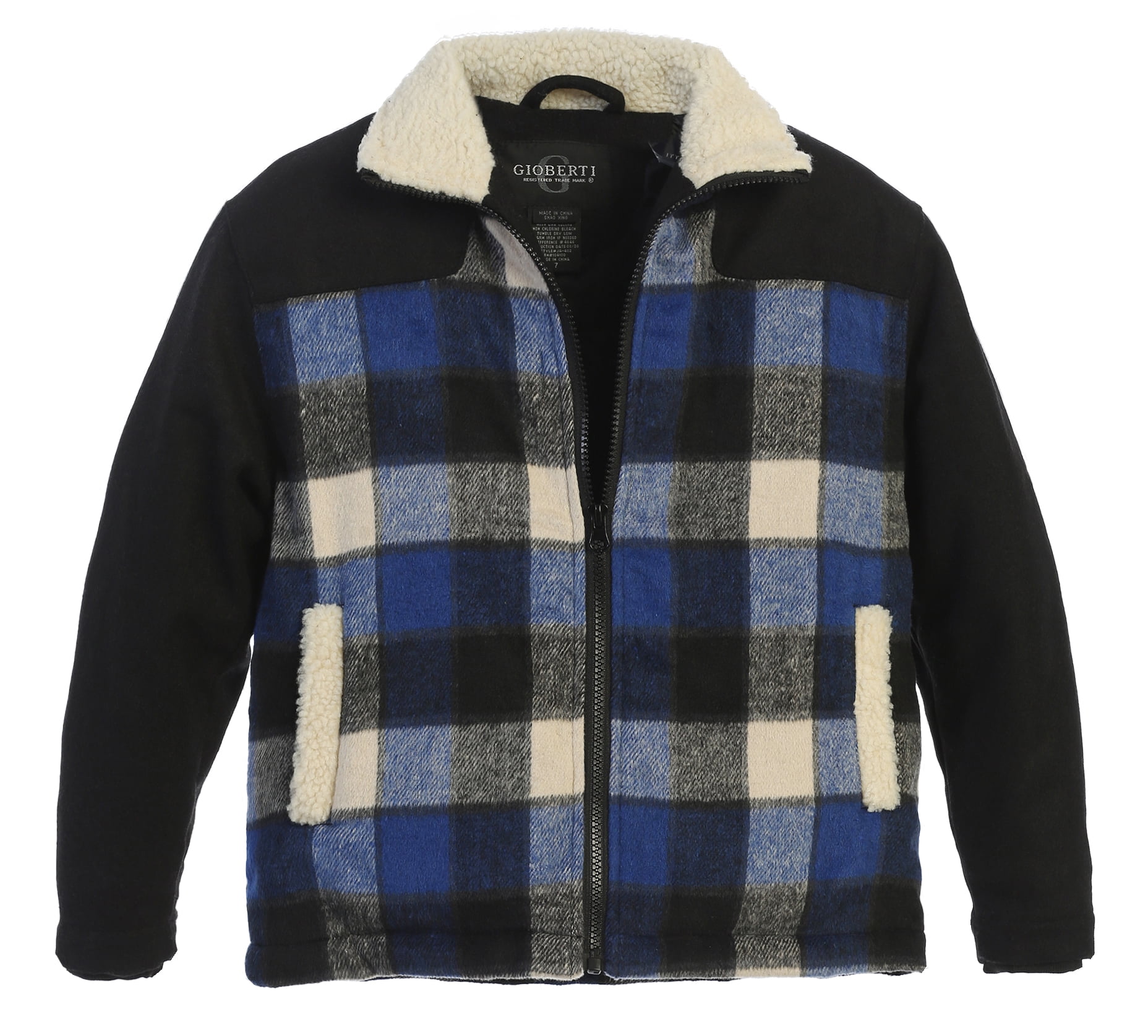 Gioberti Kids and Boys Full Zip Wool-Like Plaid Jacket with Sherpa ...