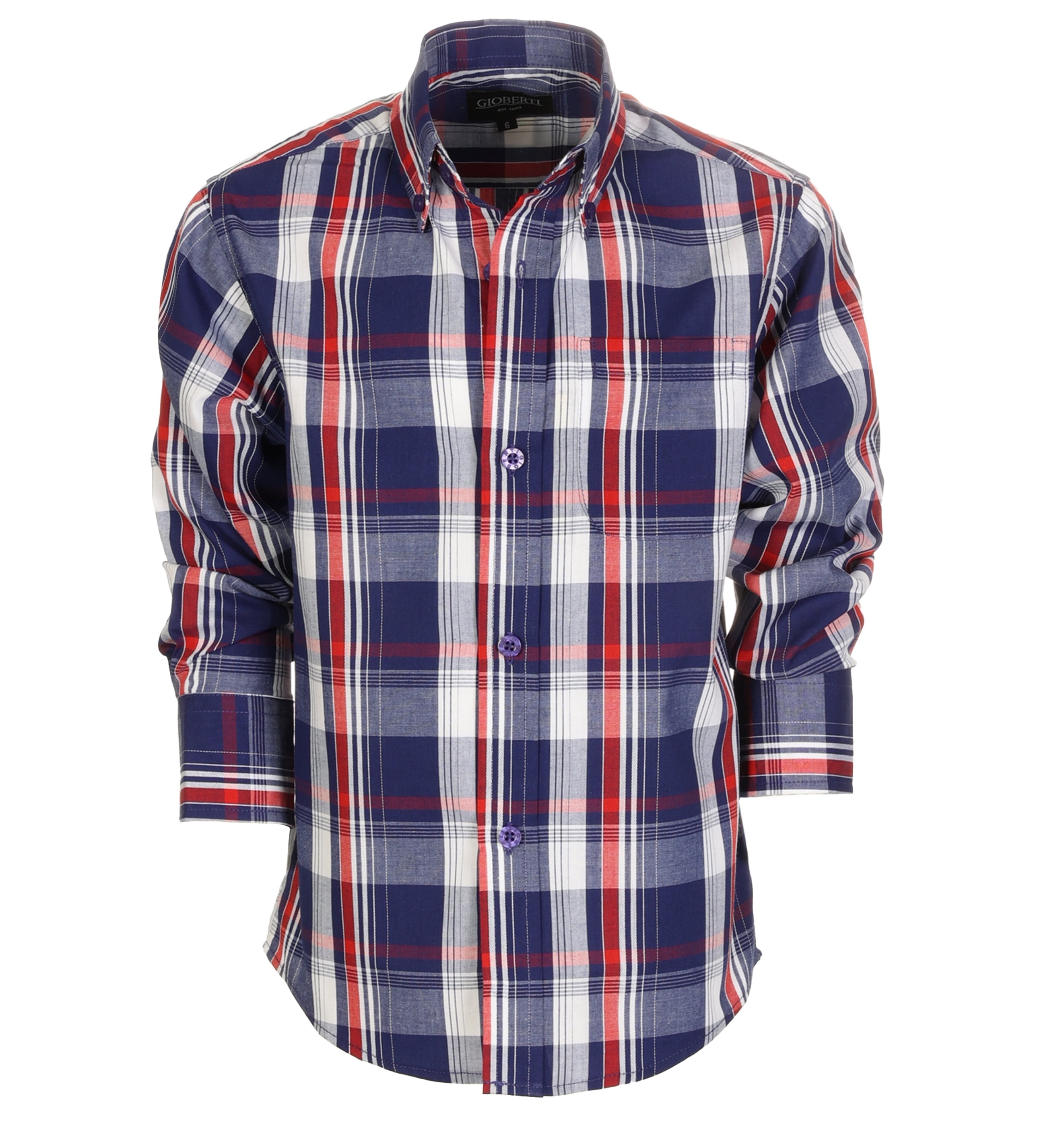 Gioberti Boys Long Sleeve Button Down Plaid Checkered Shirt - Walmart.com