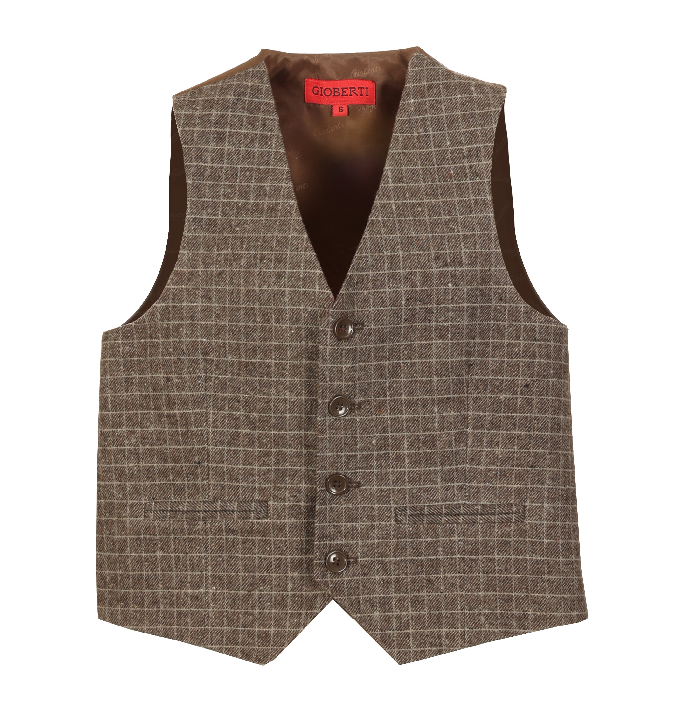 Gioberti Boy's Tweed Plaid Formal Suit Vest - Walmart.com