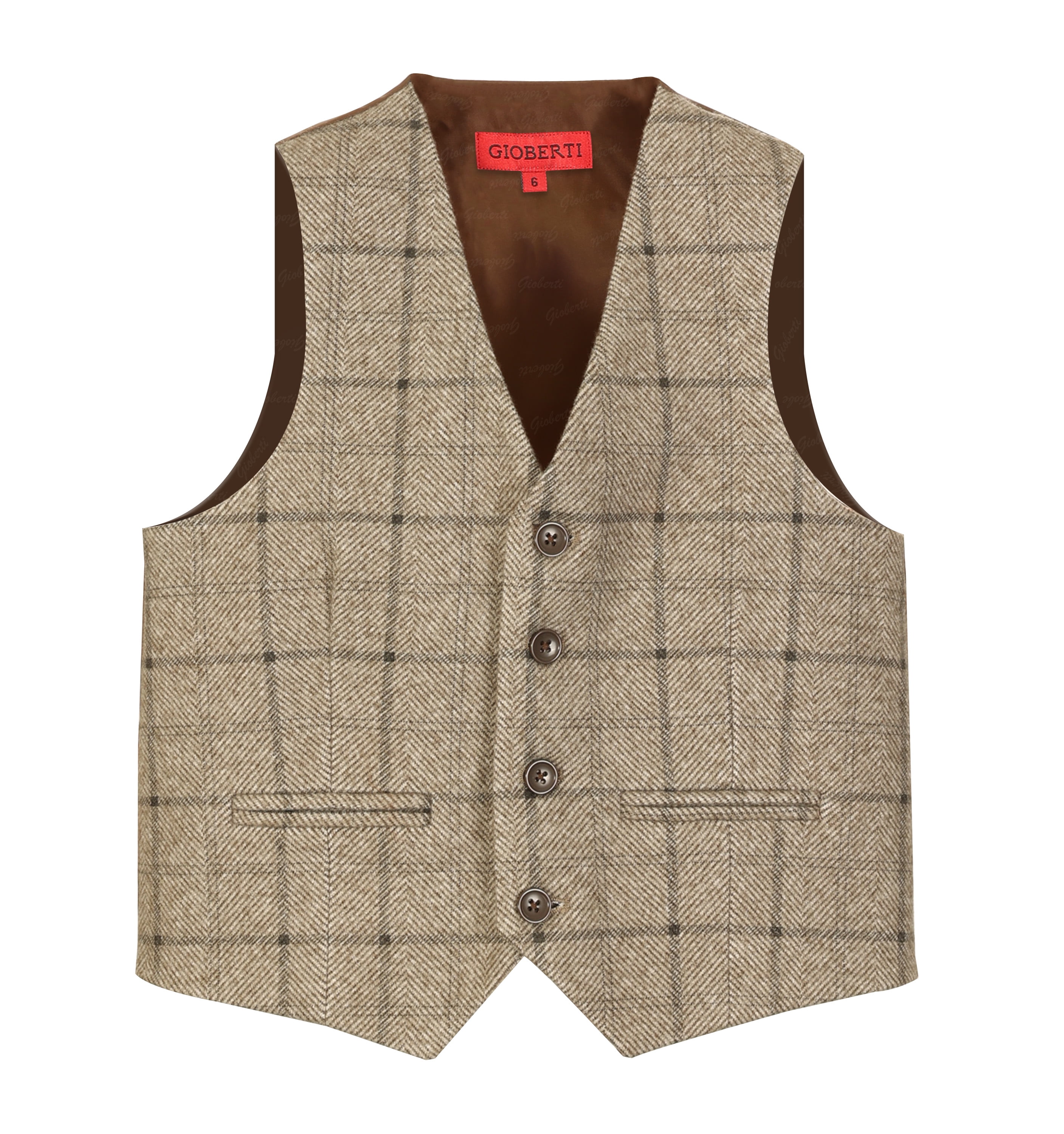 Gioberti Boy's Tweed Plaid Formal Suit Vest - Walmart.com