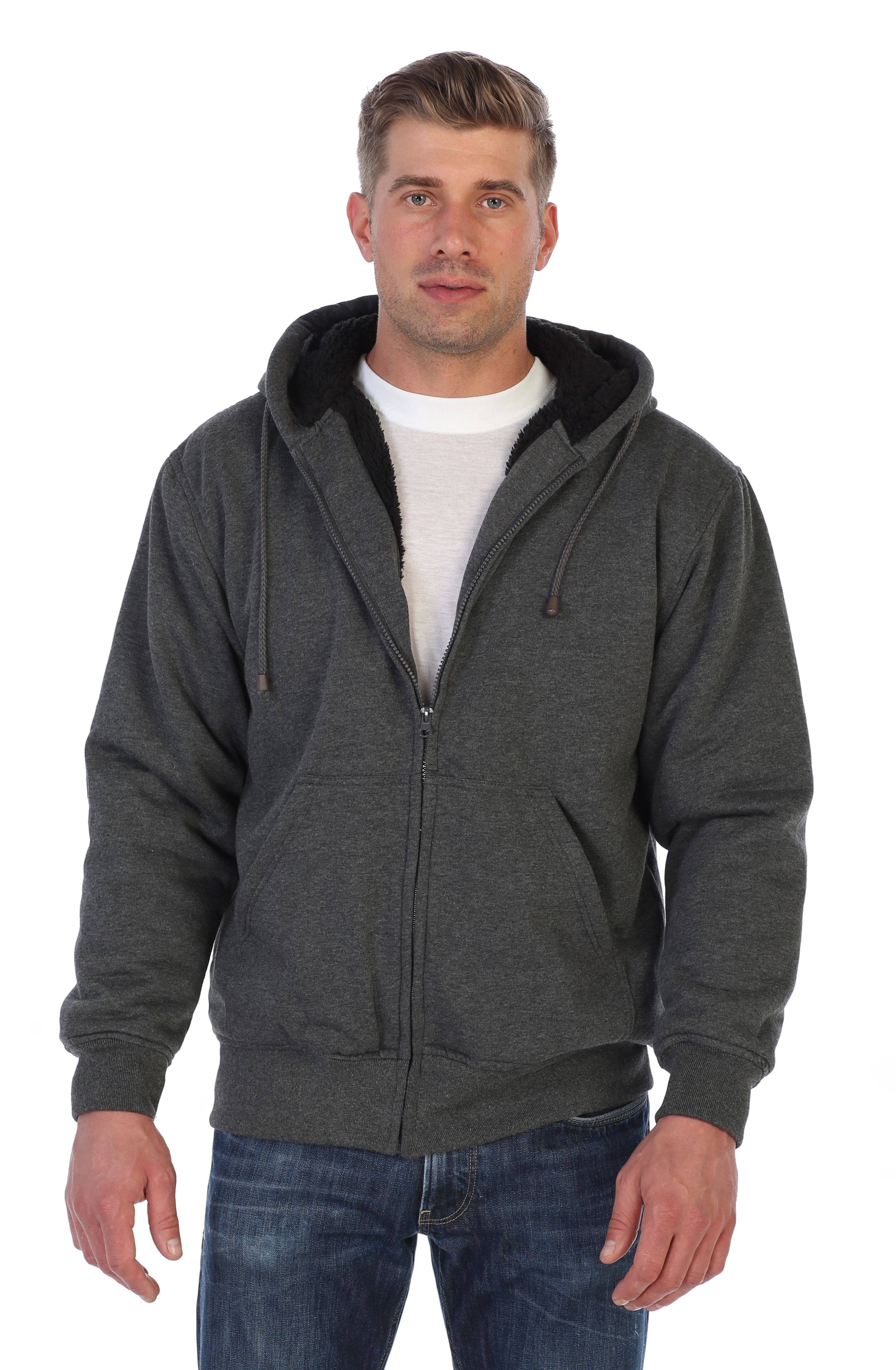 Gioberti Men's Big Zip Hooded Sherpa Lined Fleece Jacket, Cotton Blend ...