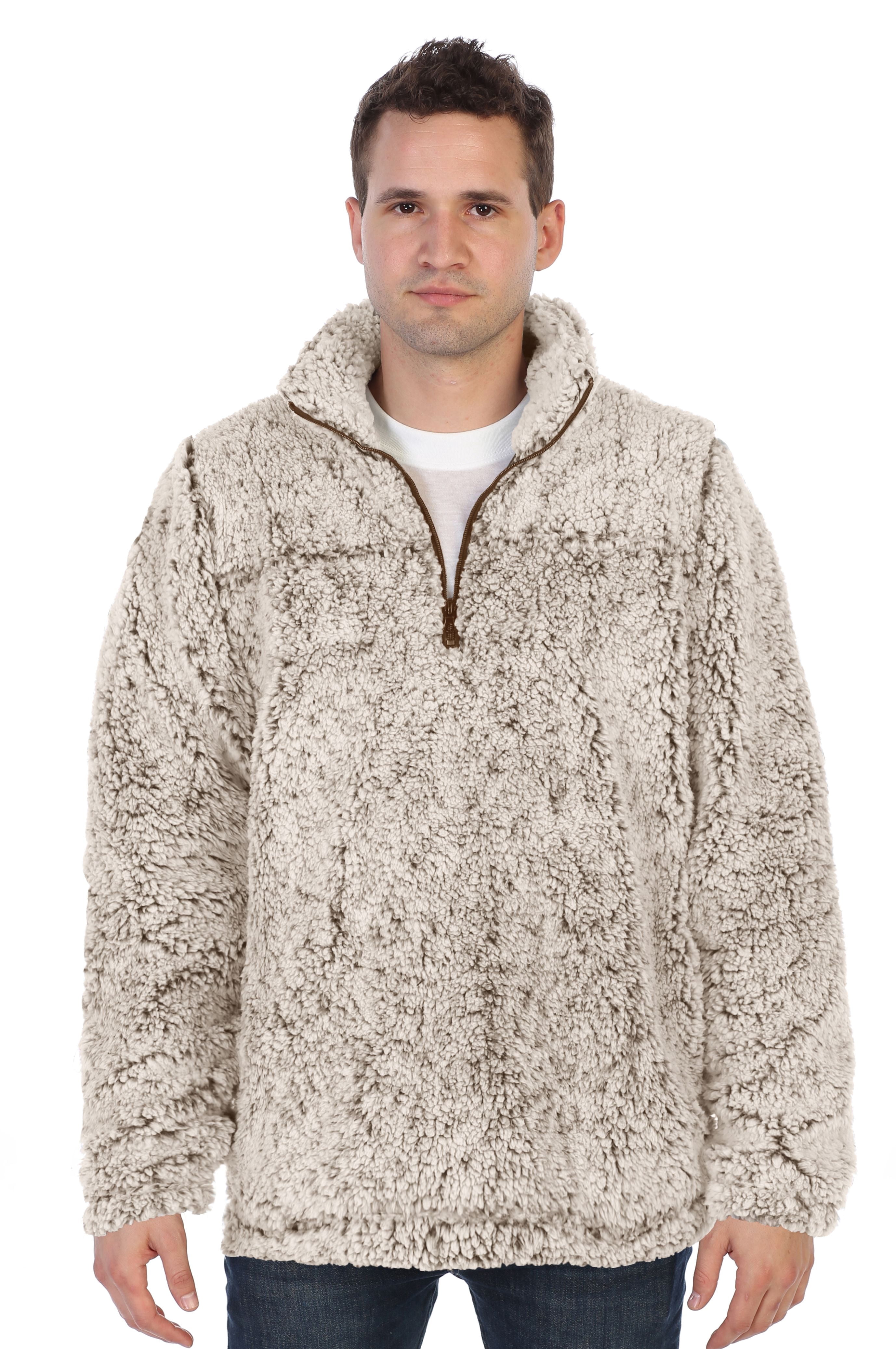 Gioberti Super Soft Sherpa 1/4 Zip Pullover Sweater, Khaki, Unisex ...