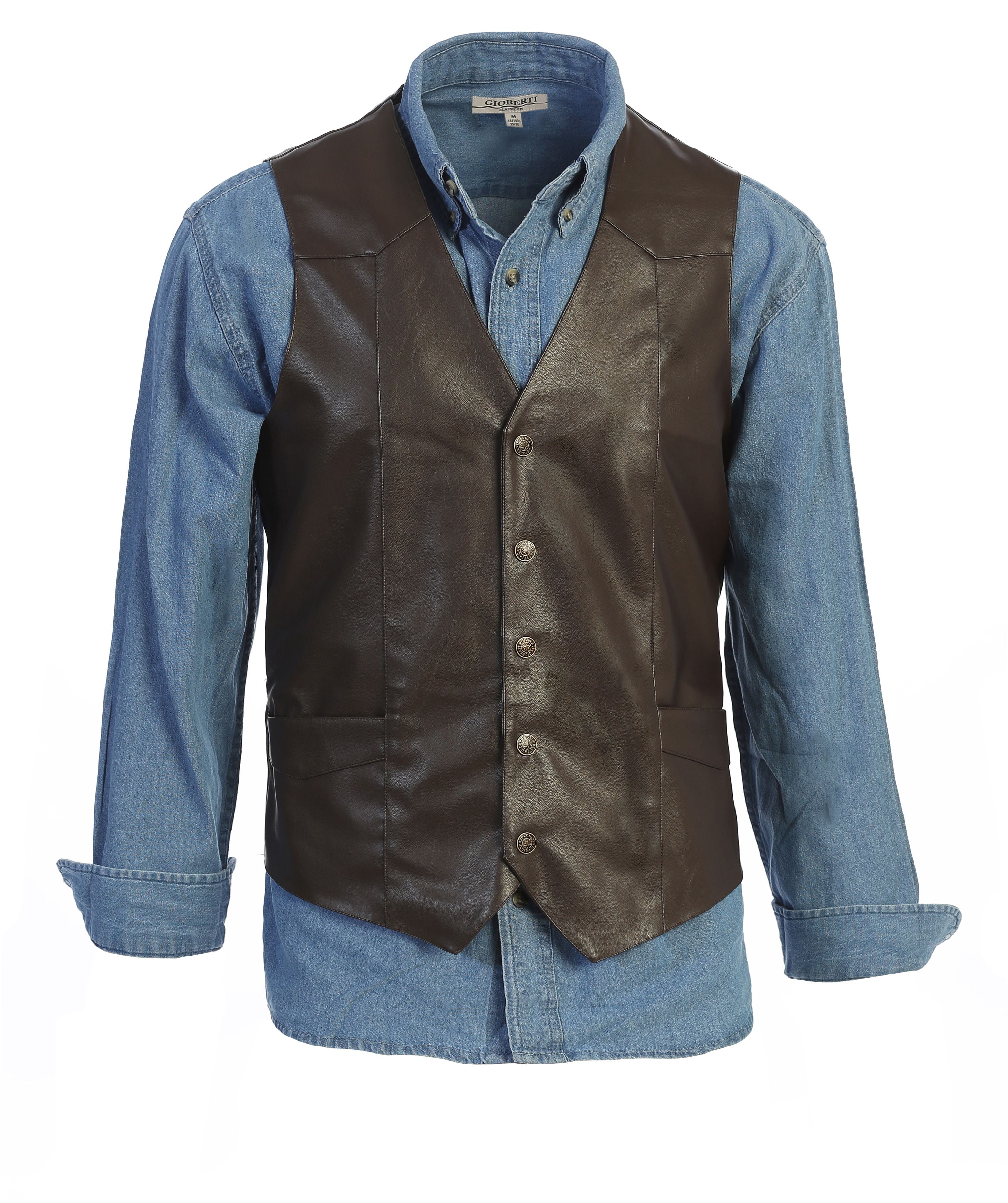 Gioberti Men's 5 Button Faux Leather Vest - Walmart.com