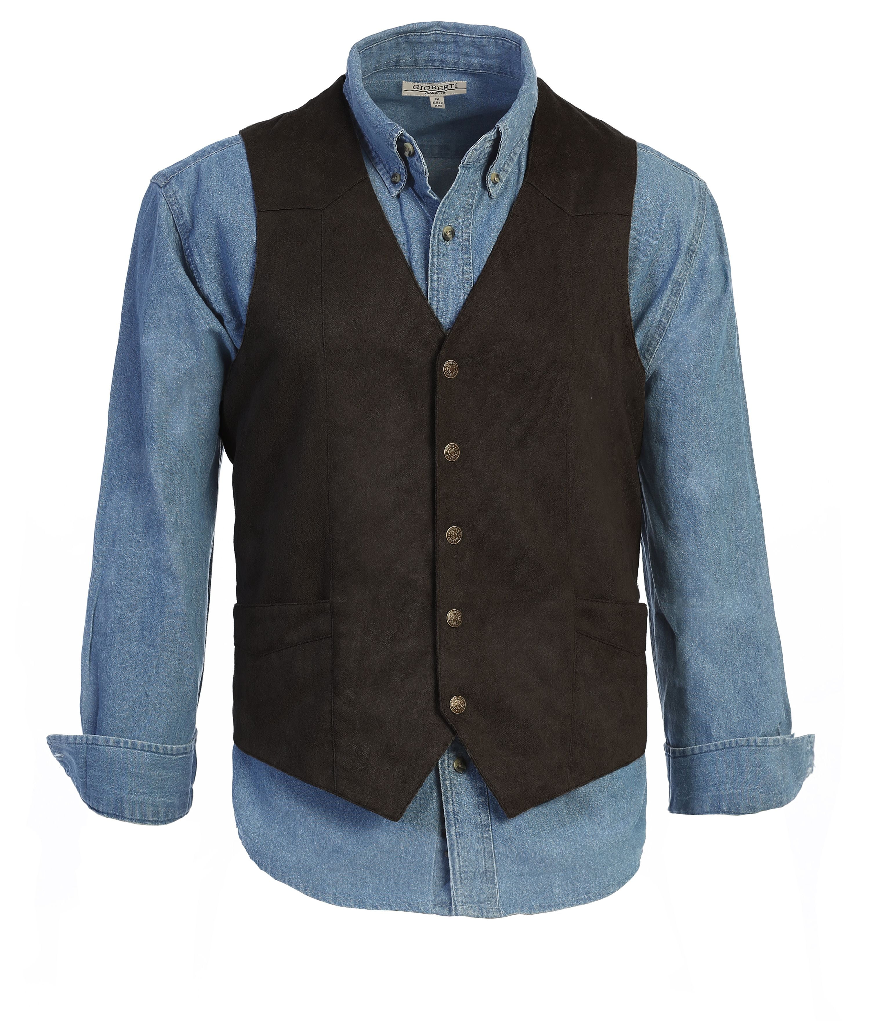 Gioberti Men's 5 Button Faux Suede Vest - Walmart.com