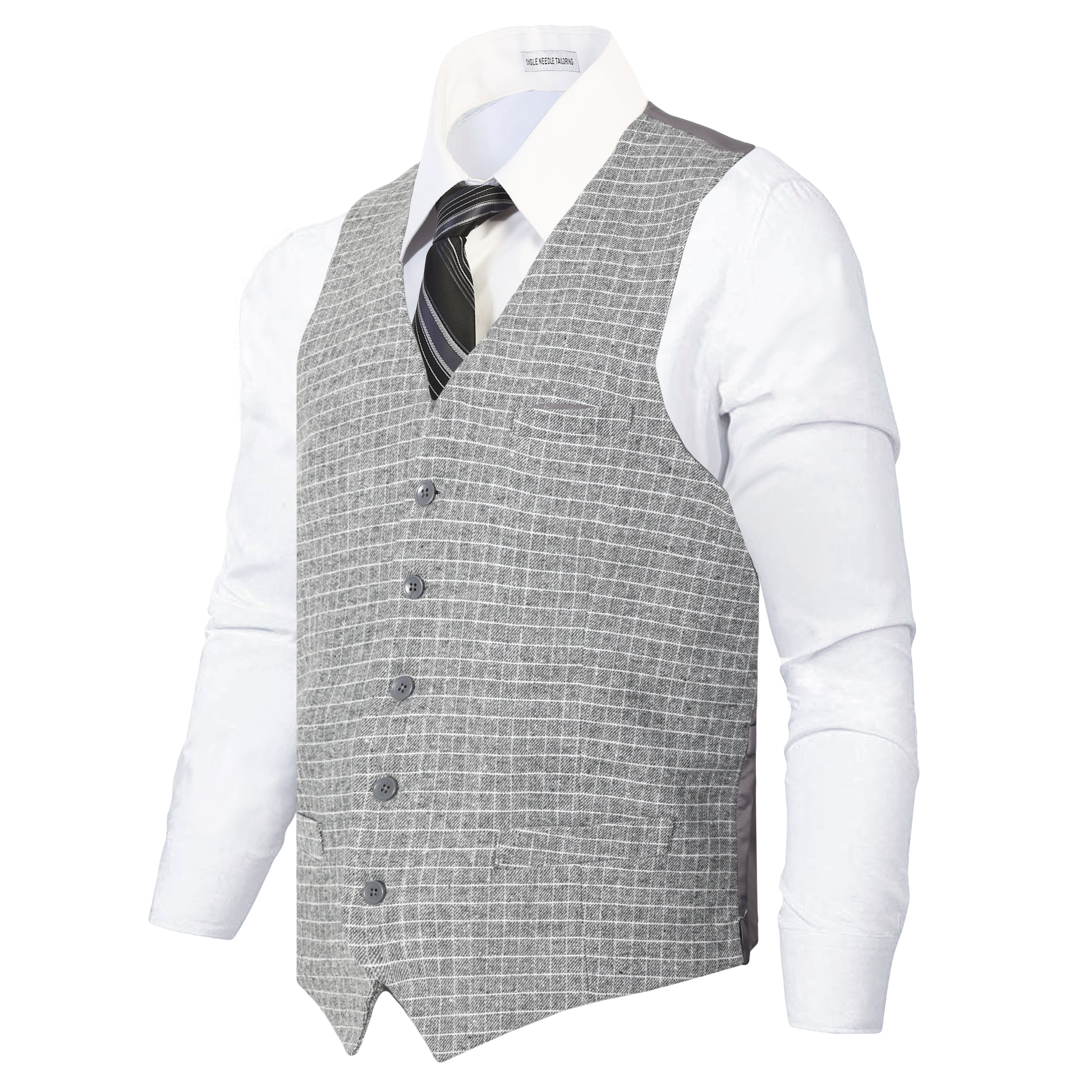 Gioberti Men's 5 Button Slim Fit Formal Herringbone Tweed Suit Vest ...