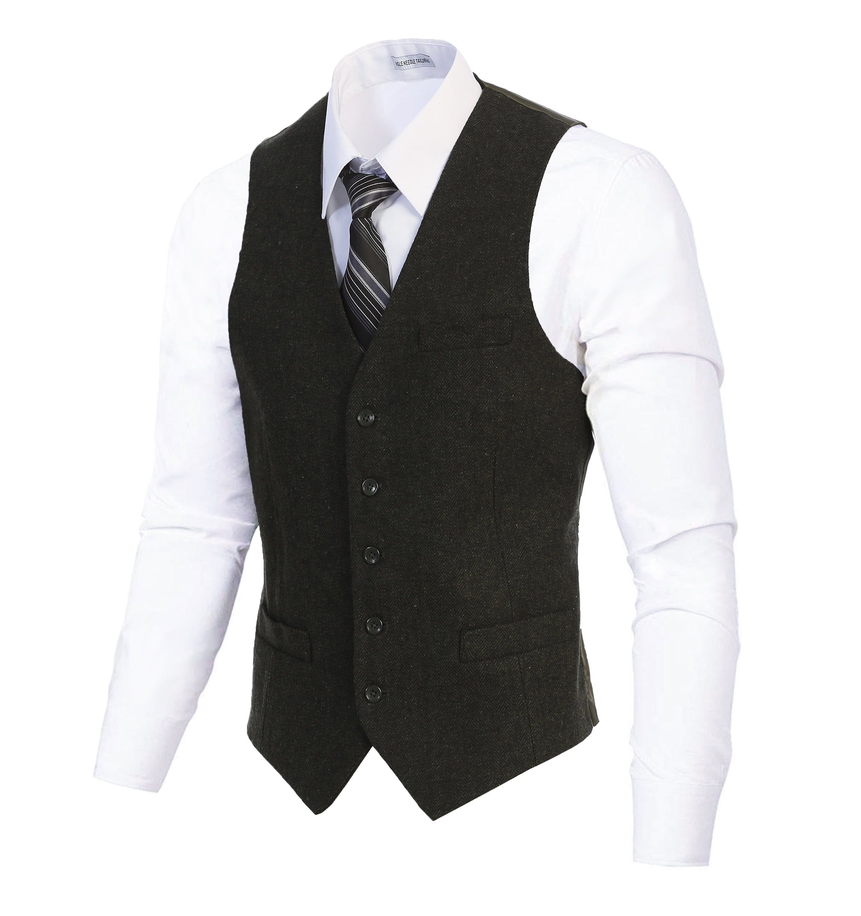 Gioberti Men's 5 Button Slim Fit Formal Herringbone Tweed Suit Vest ...
