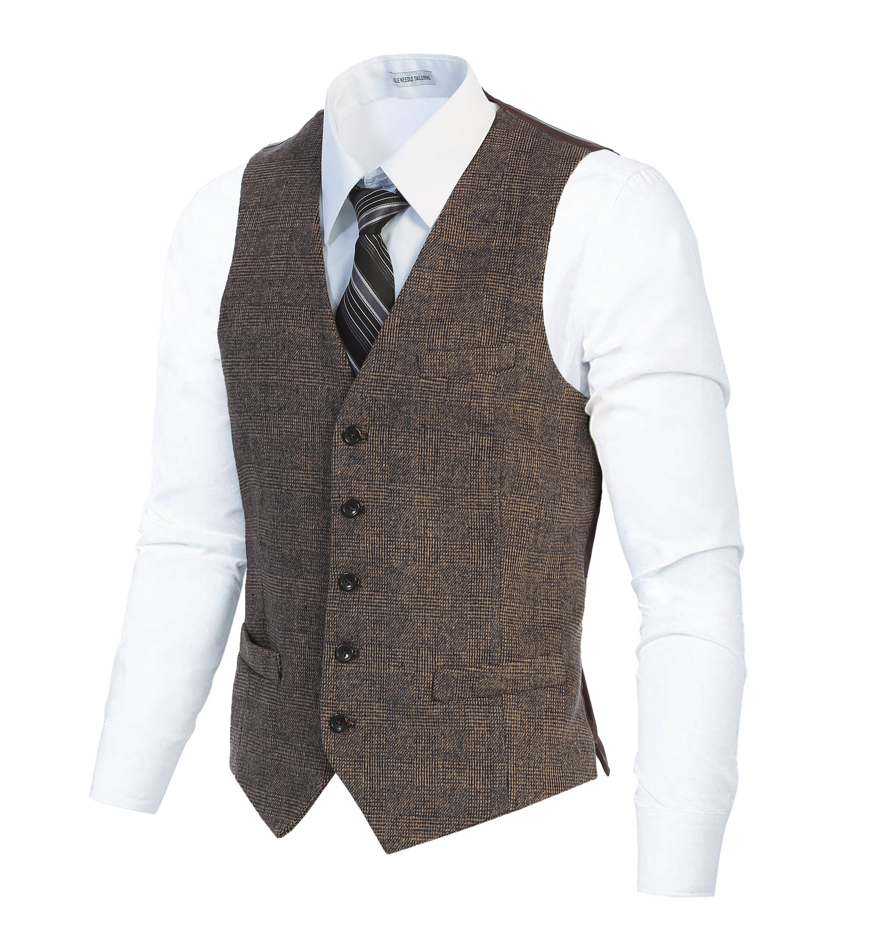 Gioberti Men's 5 Button Slim Fit Formal Herringbone Tweed Suit Vest ...