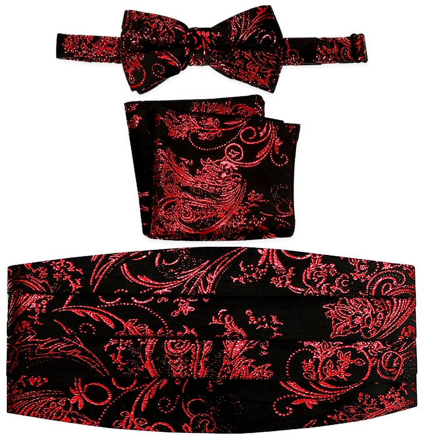 Gioberti Men's Adjustable Satin And Paisley Cummerbund Set With Formal ...