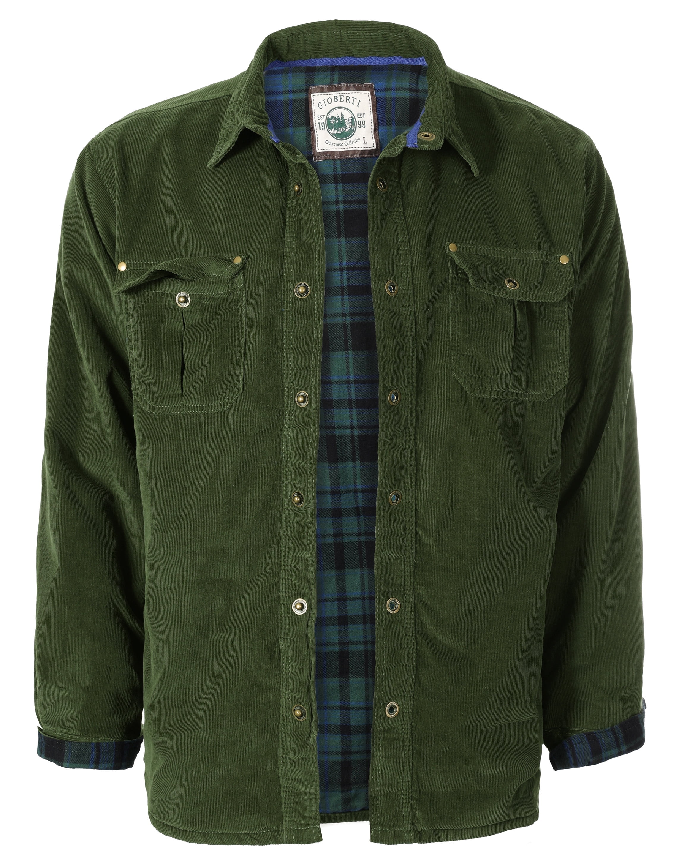 Gioberti Men's Cotton Soft Corduroy Shirt Jacket, Flannel Lining ...