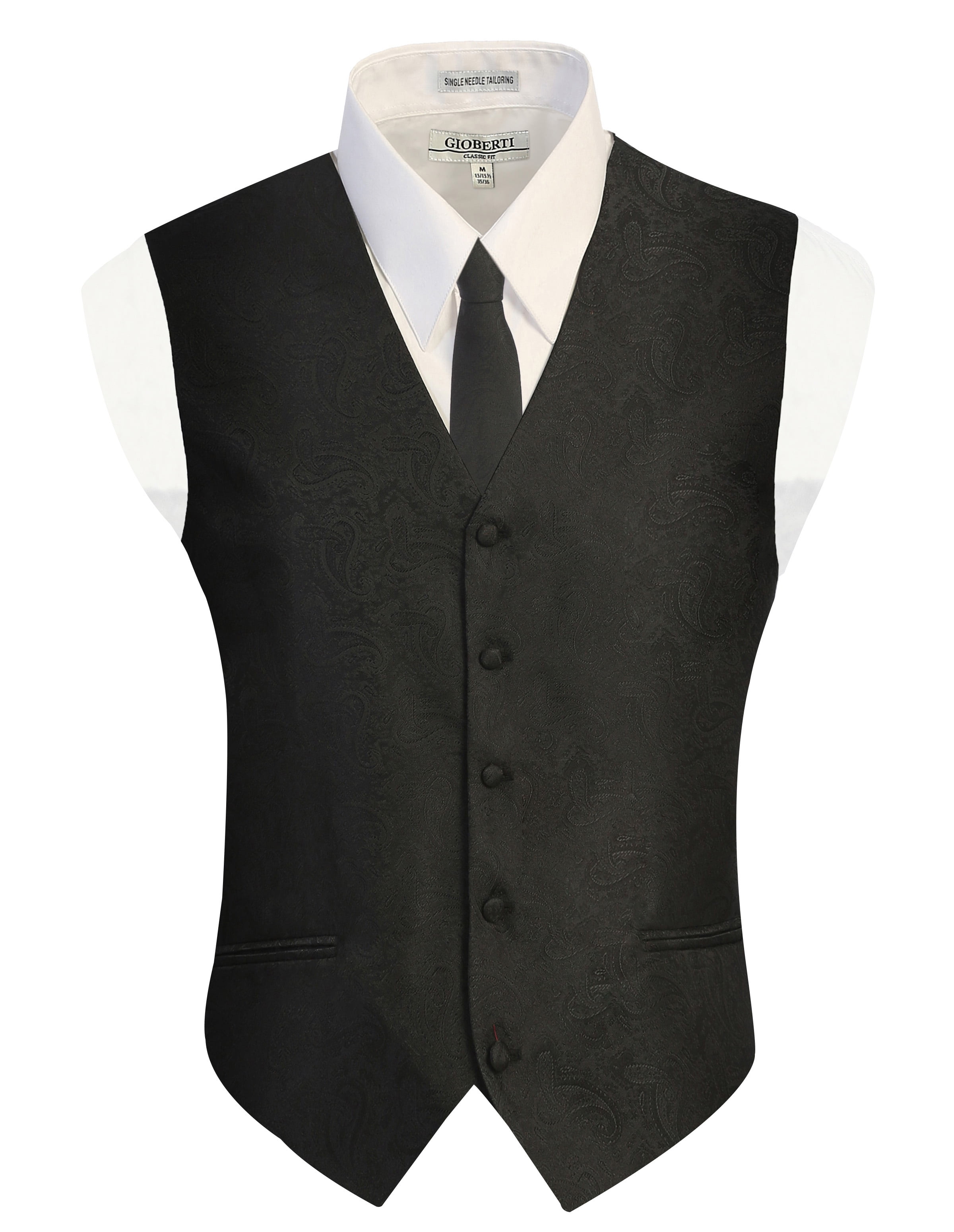 Gioberti Men's Formal 4pc Paisley Vest Necktie Bowtie and Pocket Square ...