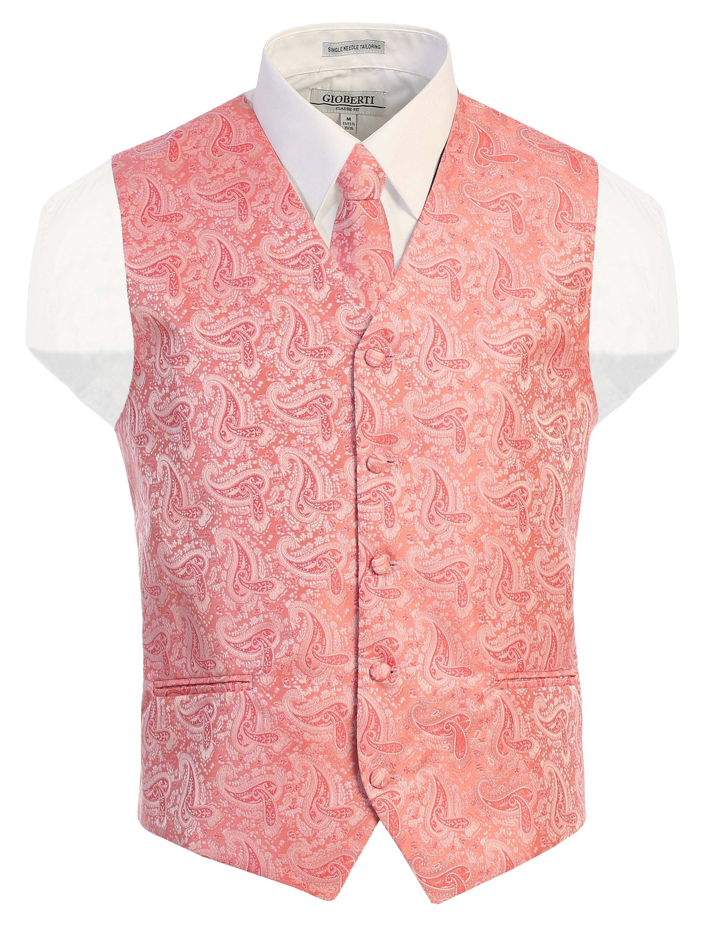 Gioberti Men's Formal 4pc Paisley Vest Necktie Bowtie and Pocket Square ...