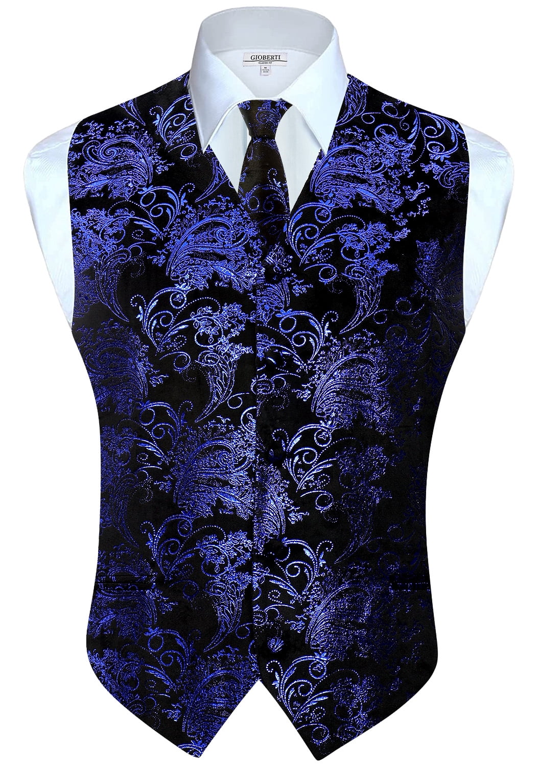 Gioberti Men's Formal 4pc Paisley Vest Necktie Bowtie and Pocket Square ...