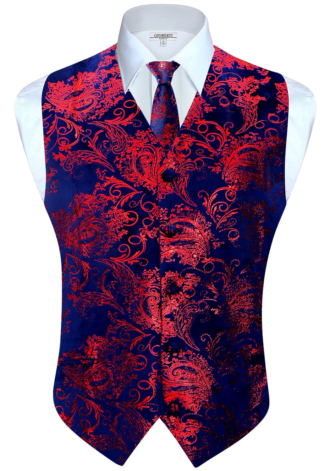 Gioberti Men's Formal 4pc Paisley Vest Necktie Bowtie and Pocket Square ...