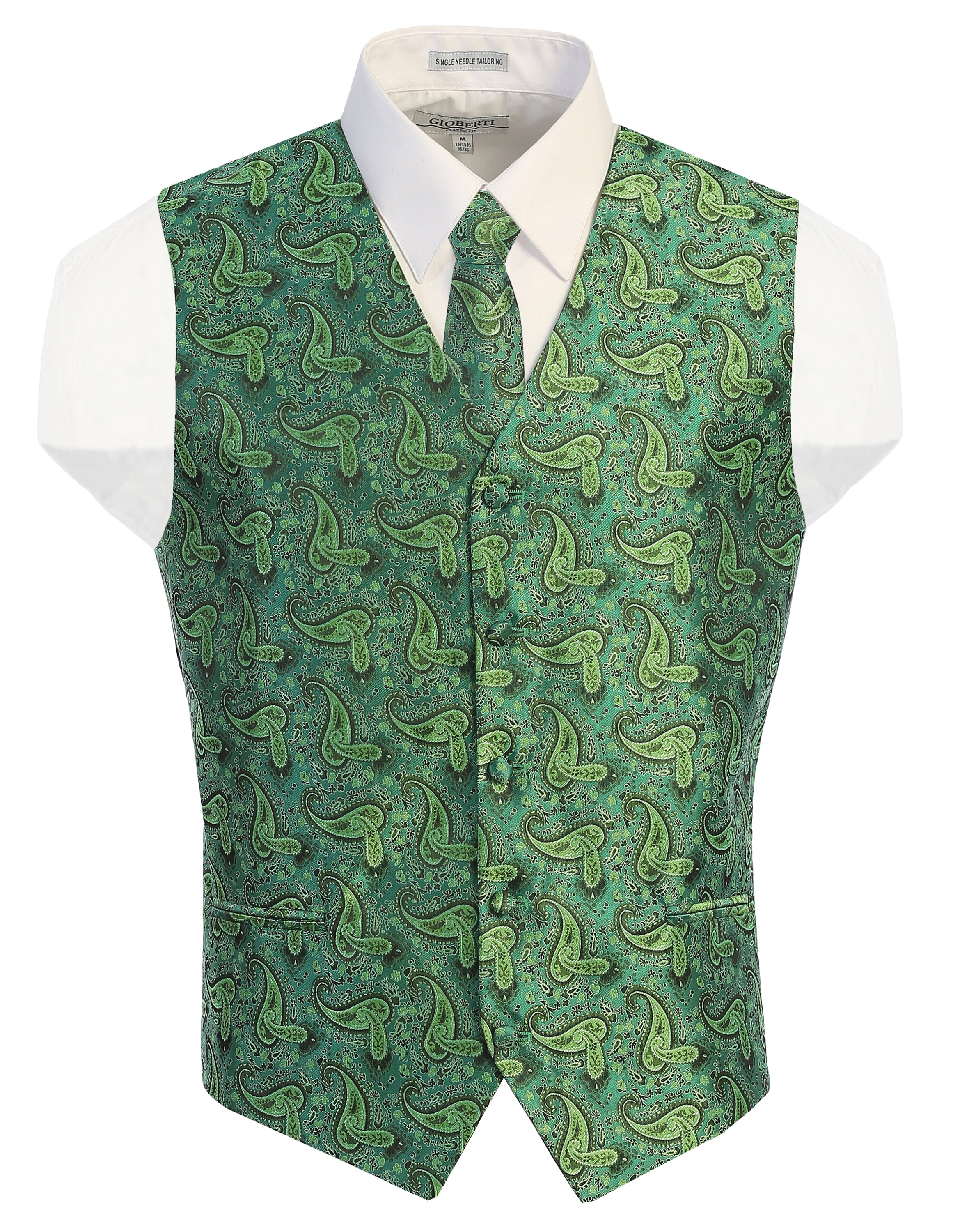 Gioberti Men's Formal 4pc Paisley Vest Necktie Bowtie and Pocket Square ...