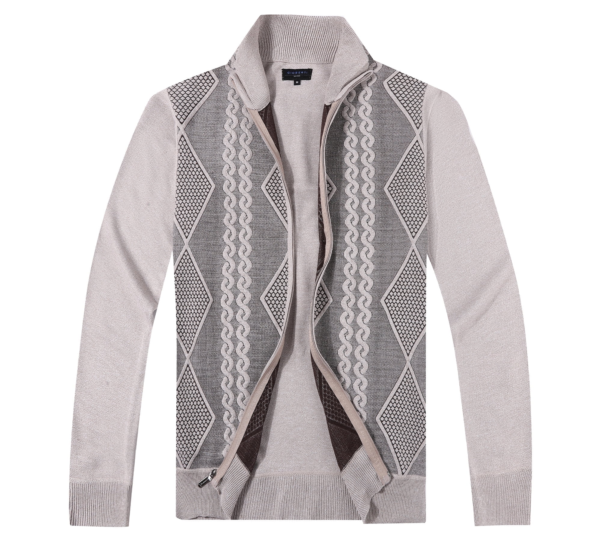 Gioberti Men's Full Zip Lightweight Geometric Design Cardigan Sweater ...