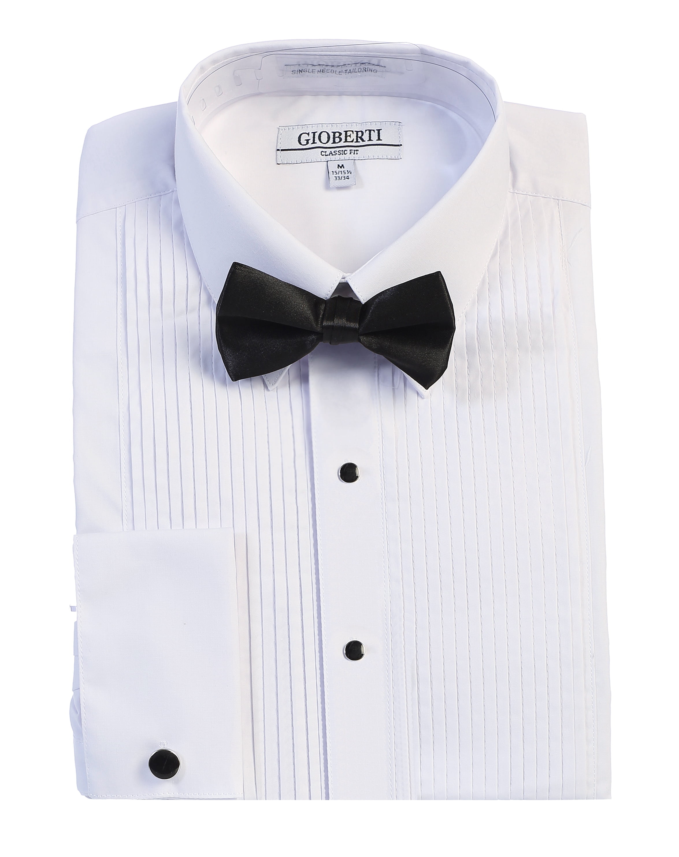 Gioberti Men's Kent Lay Down Collar Long Sleeve Tuxedo Dress Shirt with ...