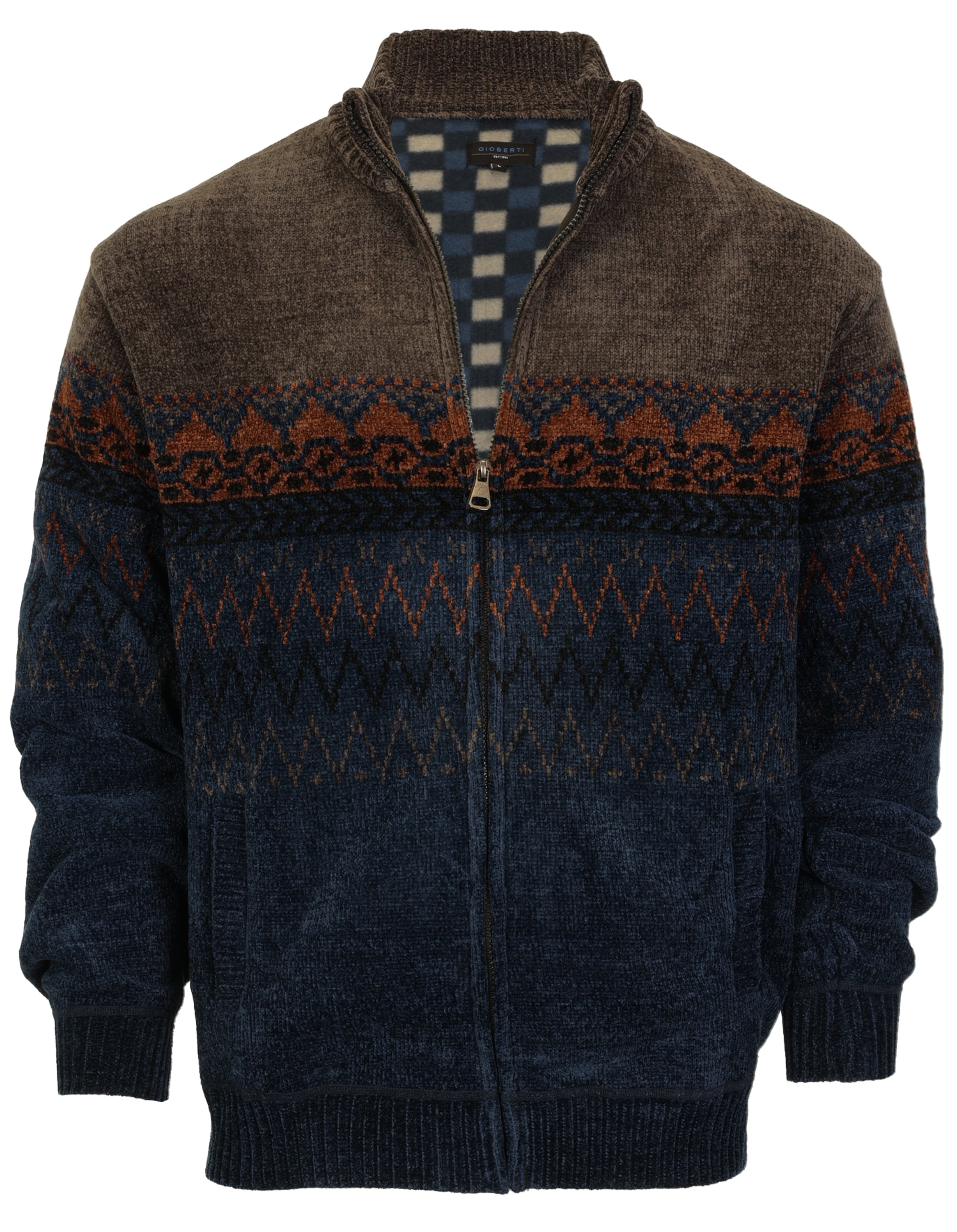 Gioberti Men's Knitted Chenille Cardigan Sweater With Flannel Lining ...