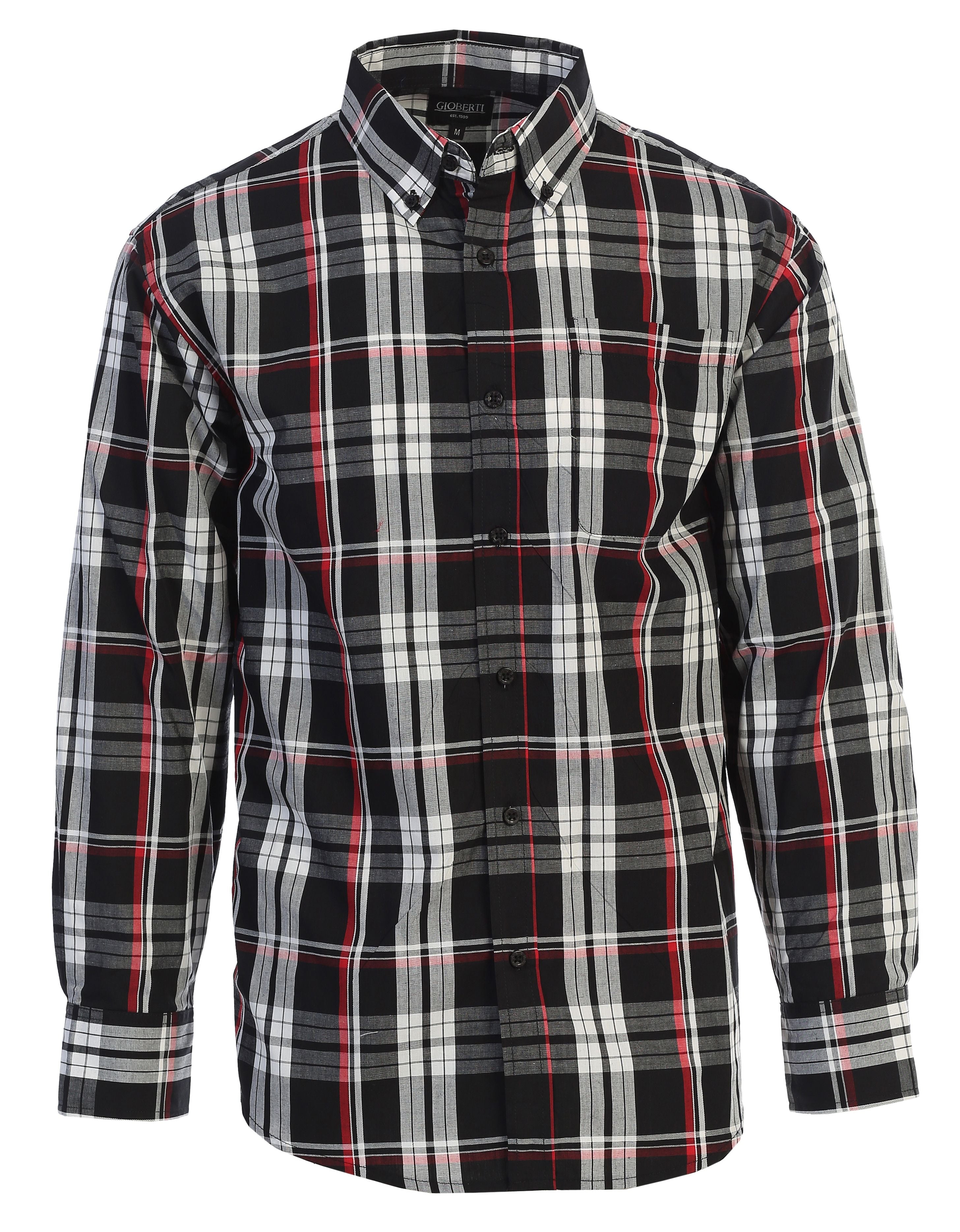 Gioberti Men's Long Sleeve Plaid Shirt - Walmart.com