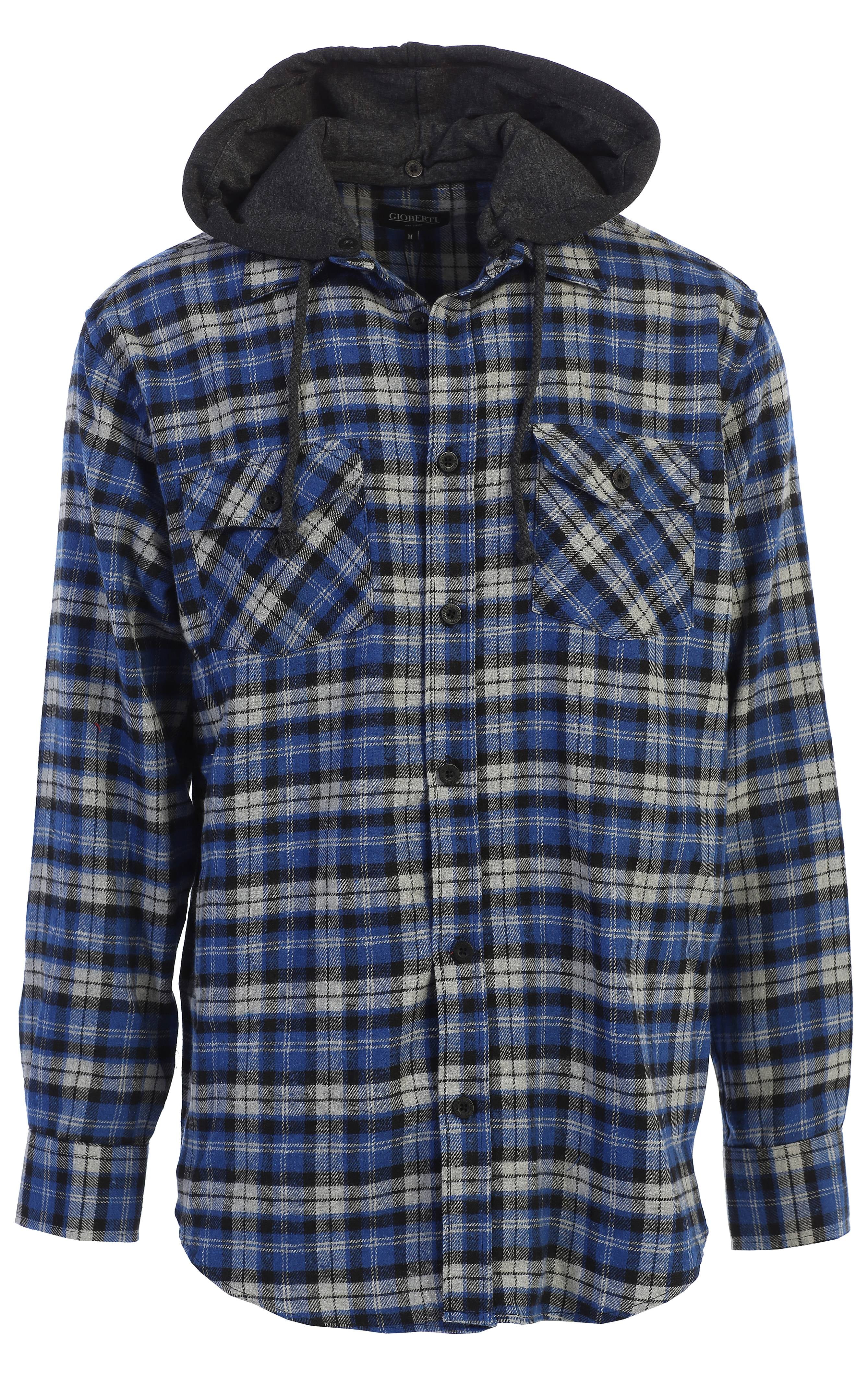 Gioberti Men's Removable Hoodie 100% Cotton Plaid Checkered Flannel ...