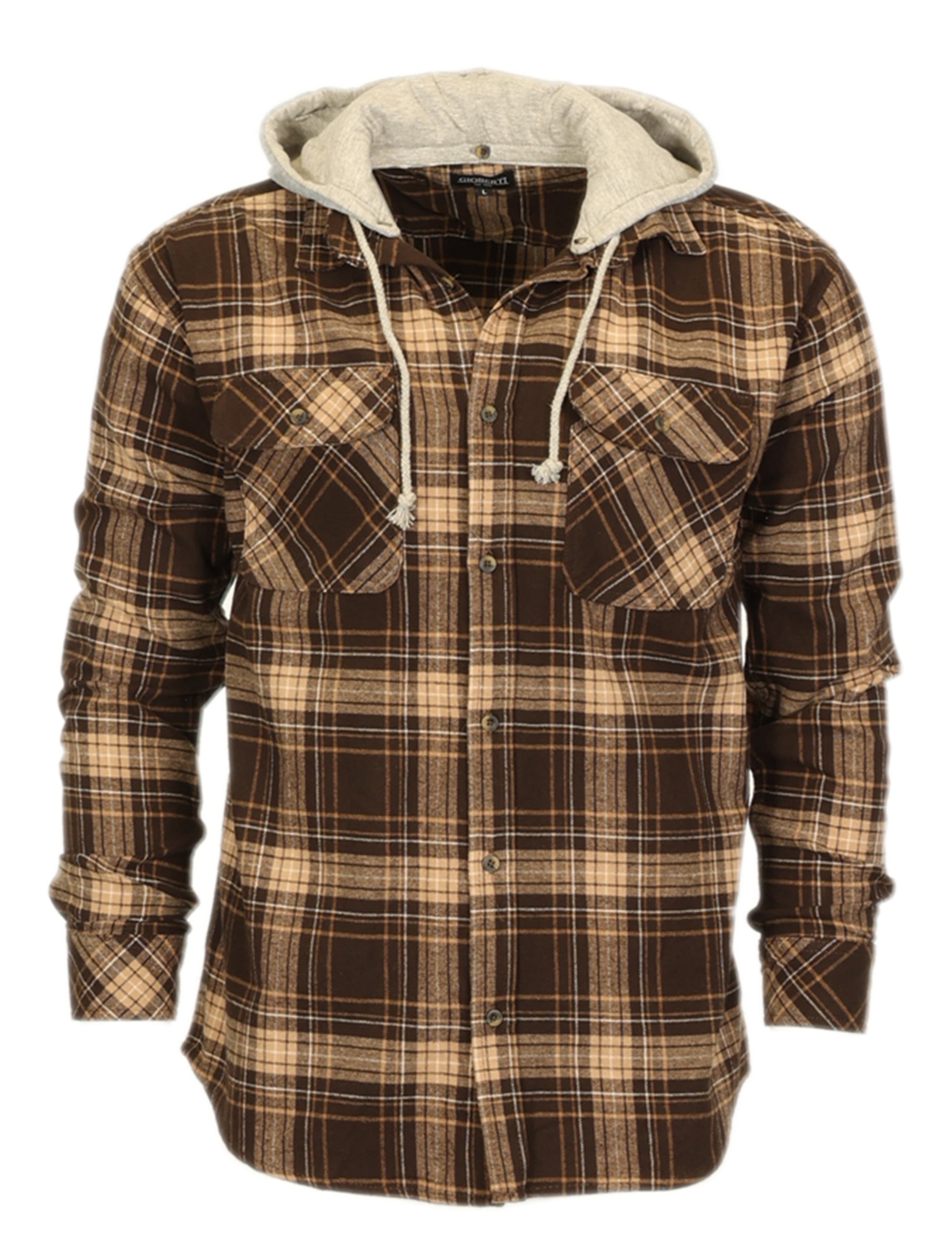 Gioberti Men's Removable Hoodie Plaid Checkered Flannel Button Down ...
