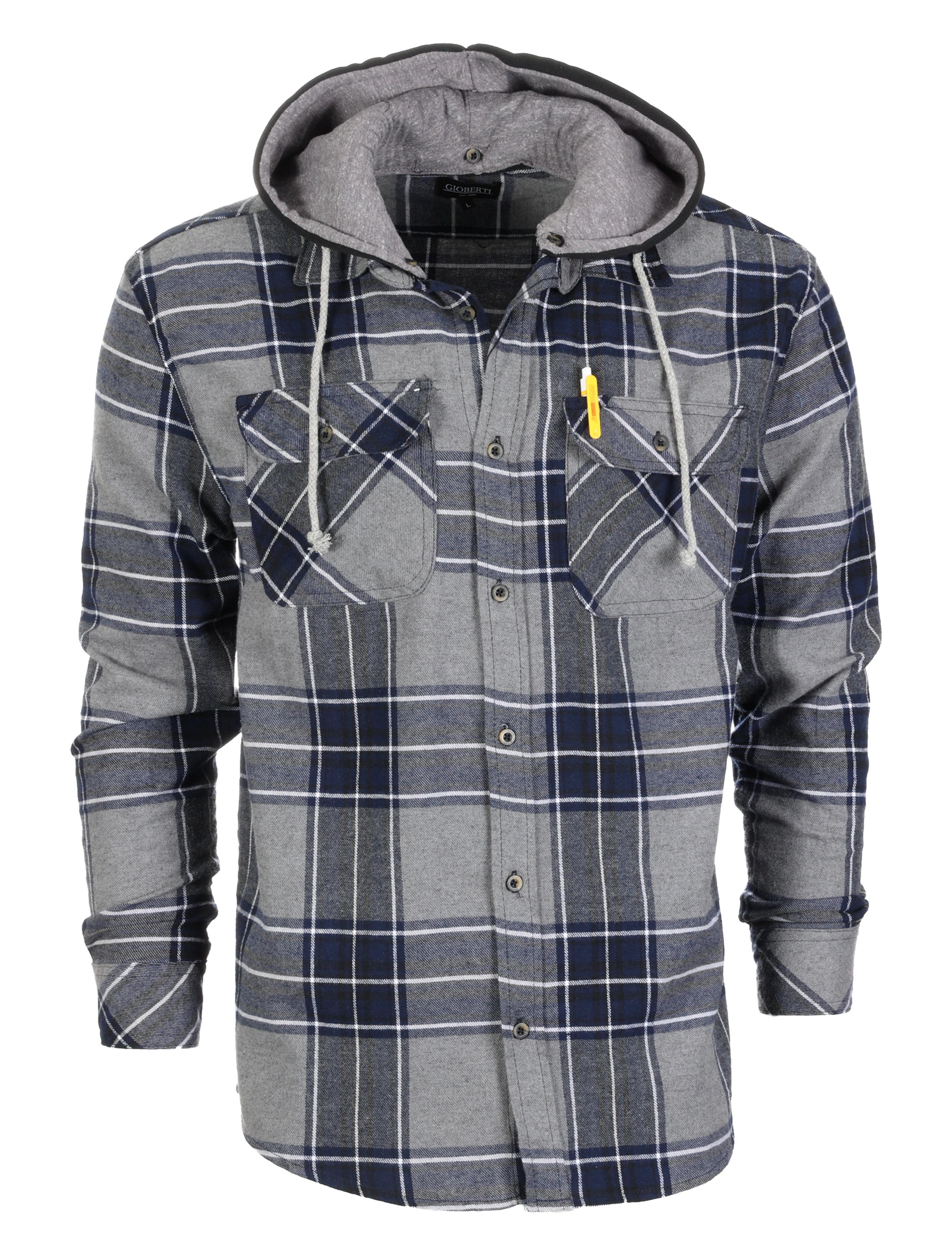 Gioberti Men's Removable Hoodie 100% Cotton Plaid Checkered Flannel ...