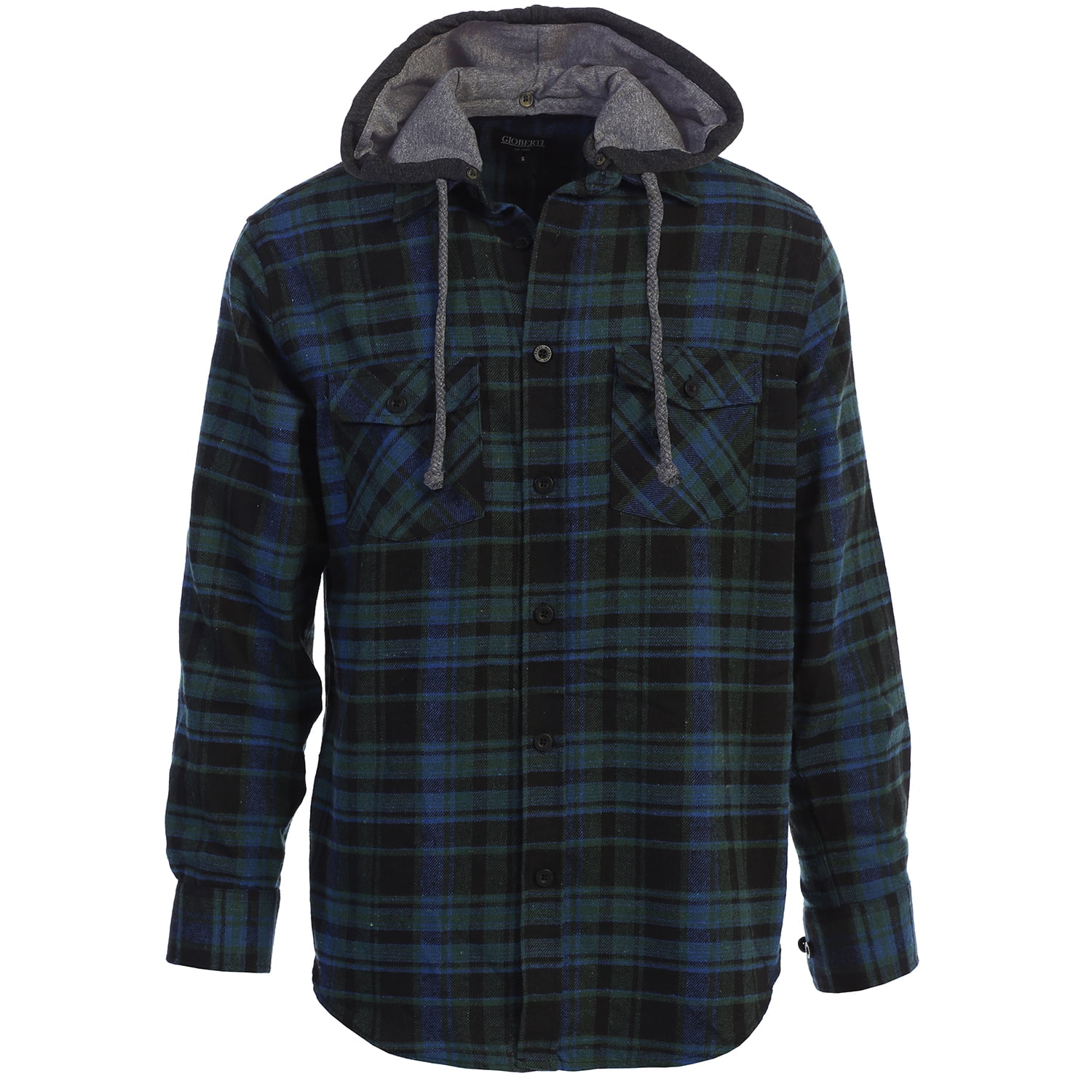 Gioberti Men's Removable Hoodie 100% Cotton Plaid Checkered Flannel ...