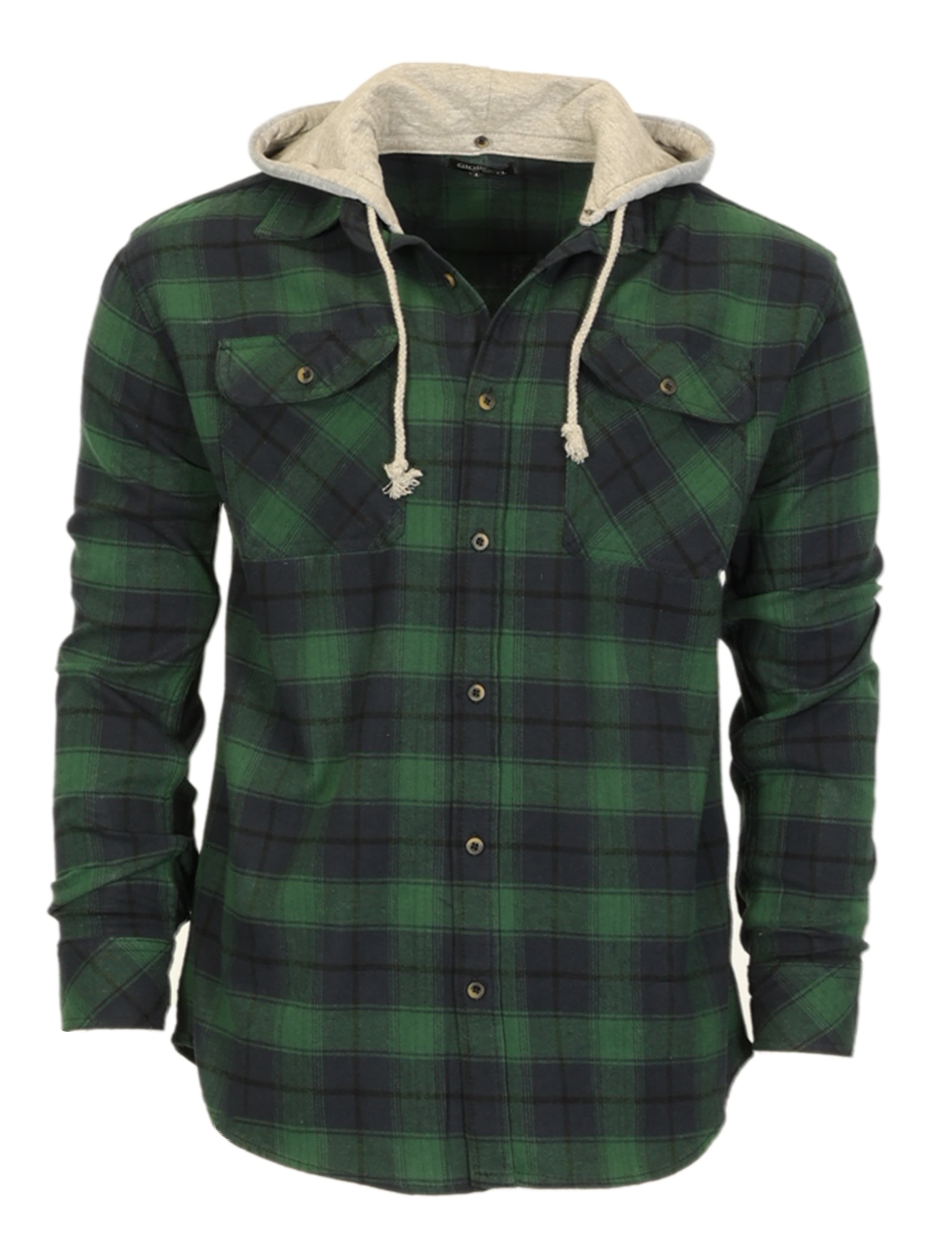 Gioberti Men's Removable Hoodie 100% Cotton Plaid Checkered Flannel ...