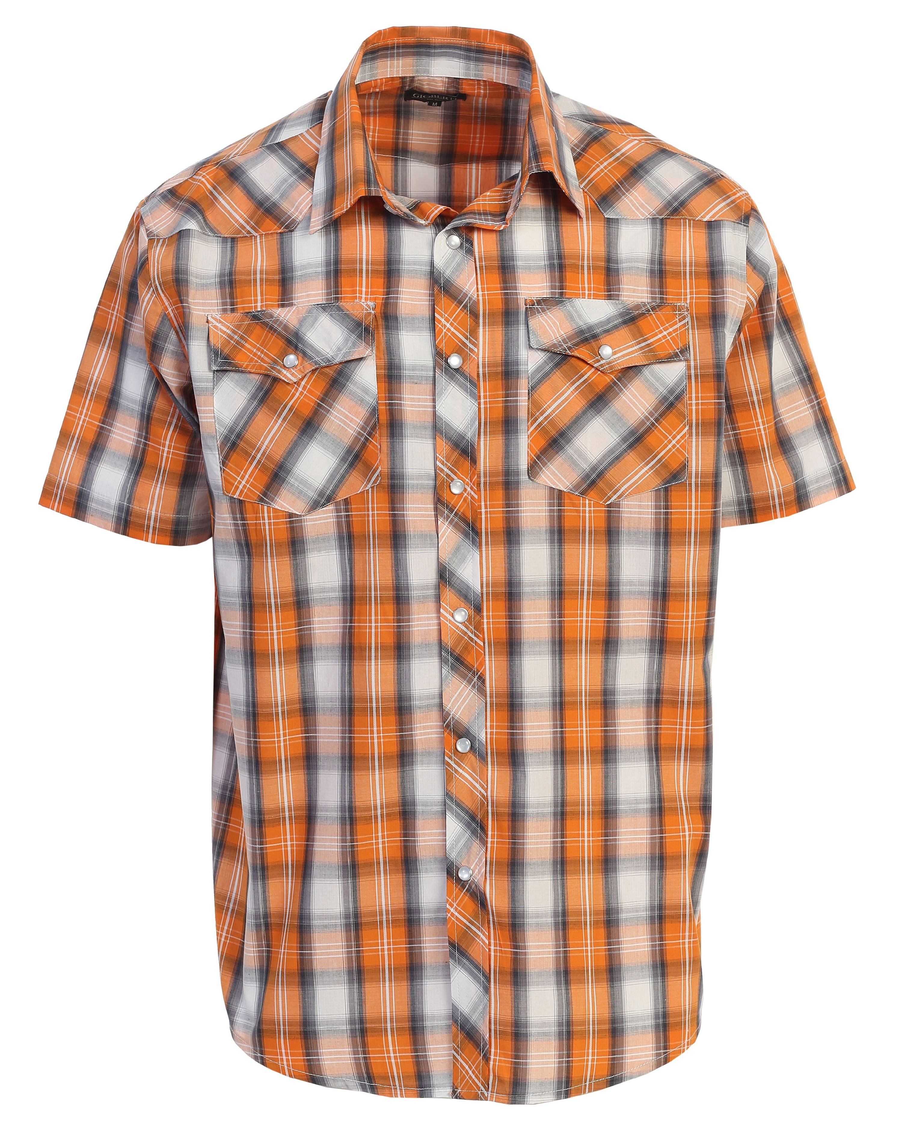 Gioberti Men's Short Sleeve Plaid Western Shirt W/ Pearl Snap-on ...