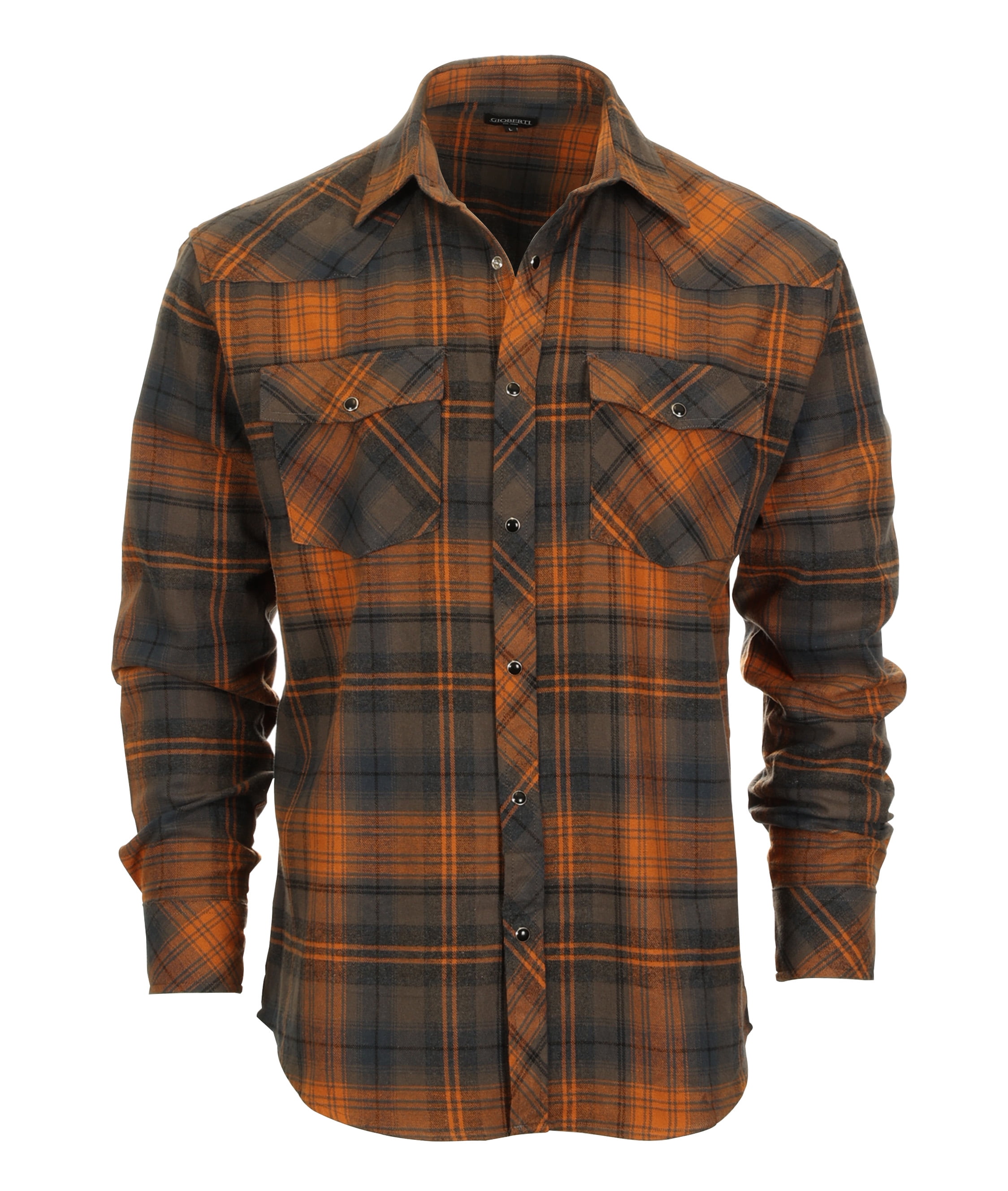 Gioberti Men's Western Brushed Flannel Plaid Checkered Shirt w/ Snap-on ...