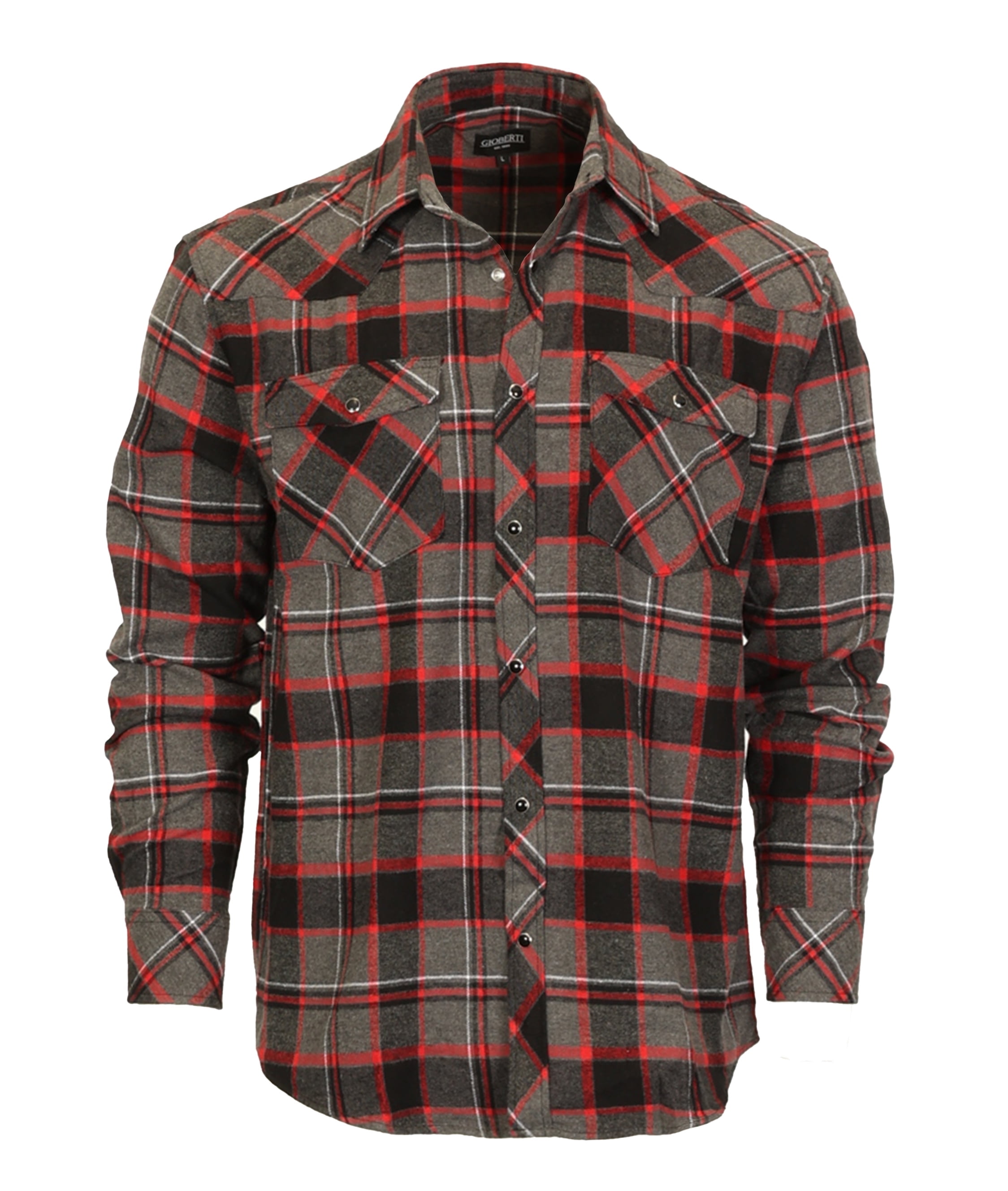 Gioberti Men's 100% Cotton Western Flannel Plaid Shirt w/Snap-on Button ...