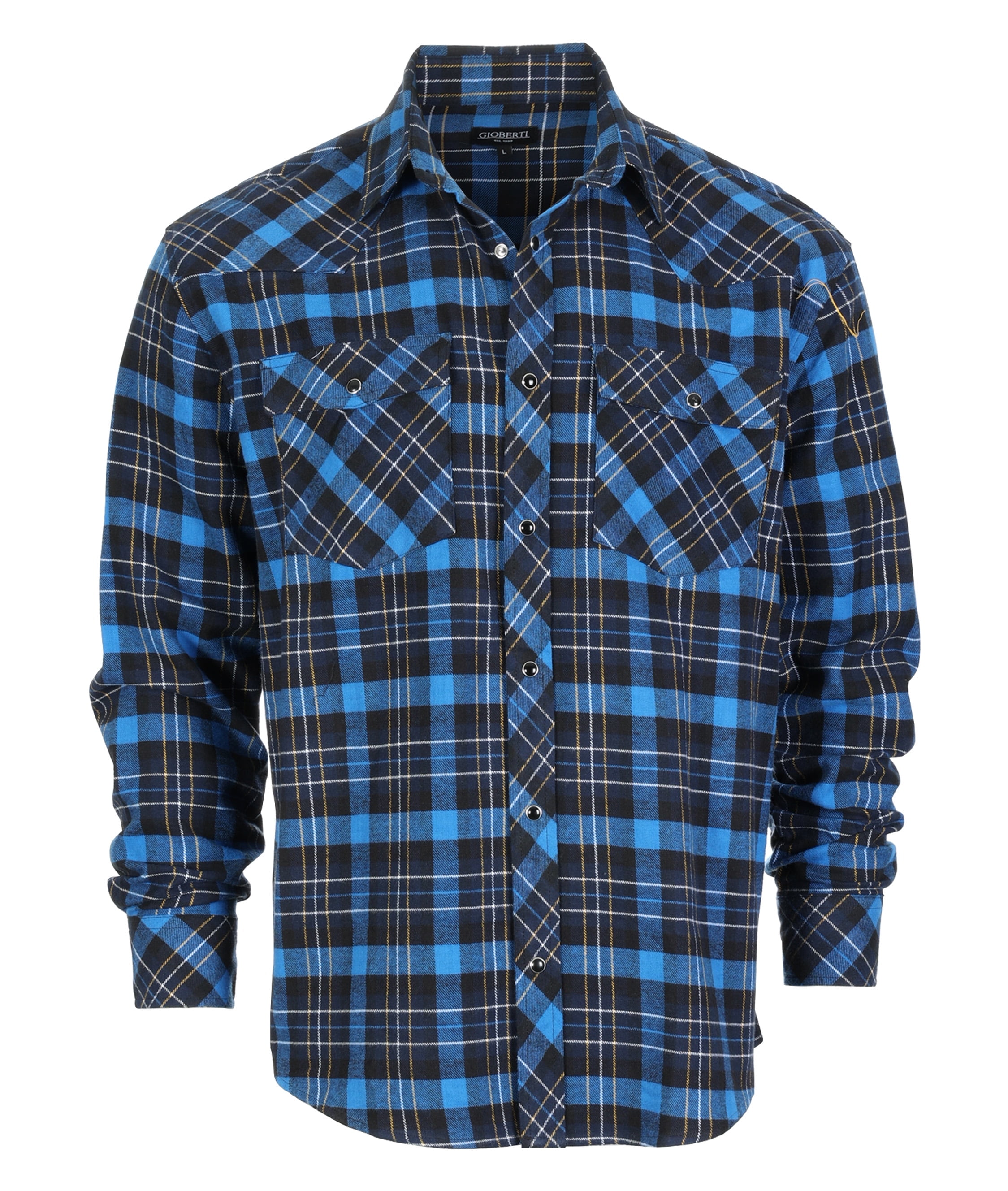 Gioberti Men's 100% Cotton Western Flannel Plaid Shirt w/Snap-on Button ...