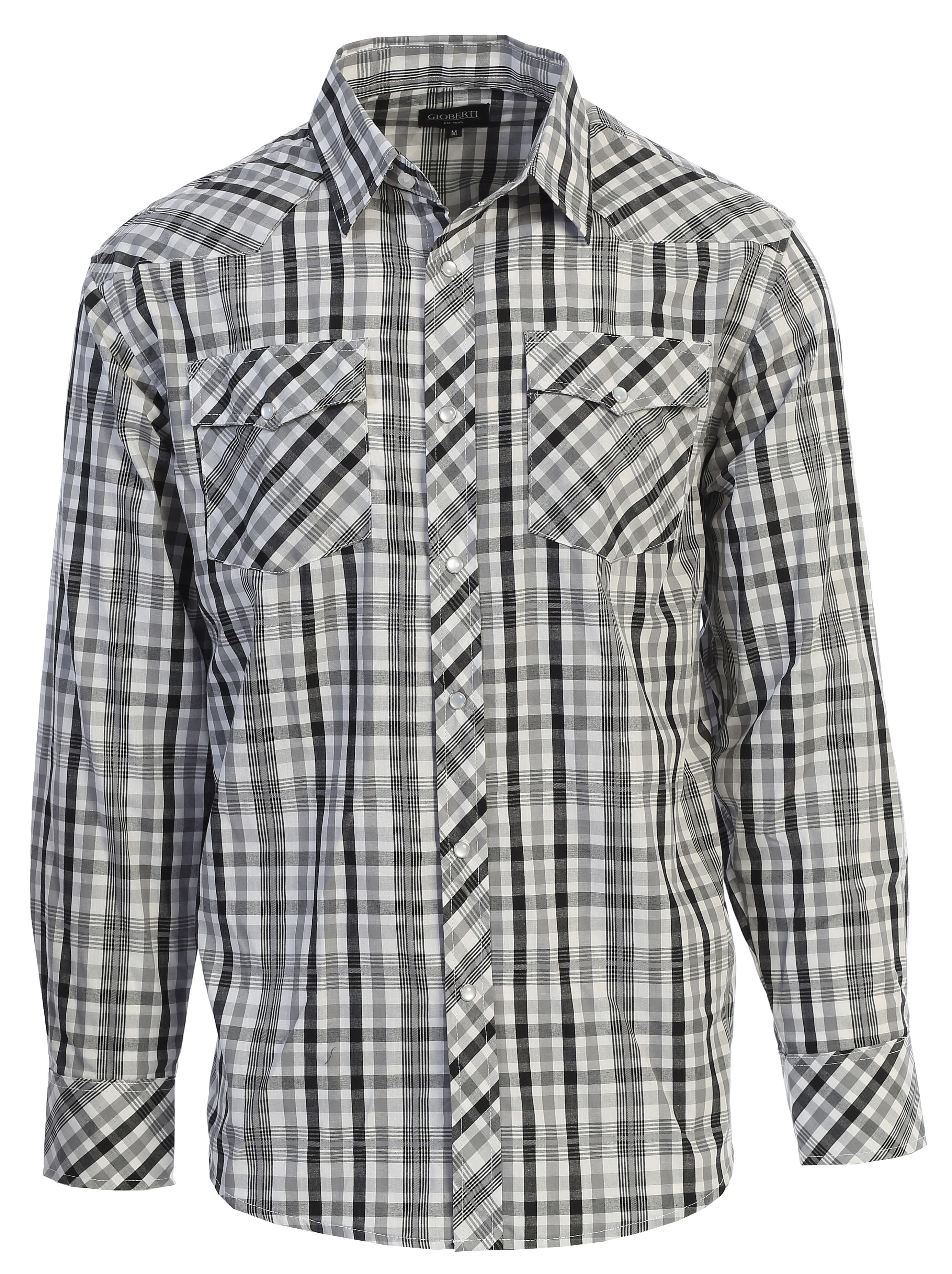 Gioberti Men's Western Plaid Long Sleeve Shirt with Pearl Snap ...