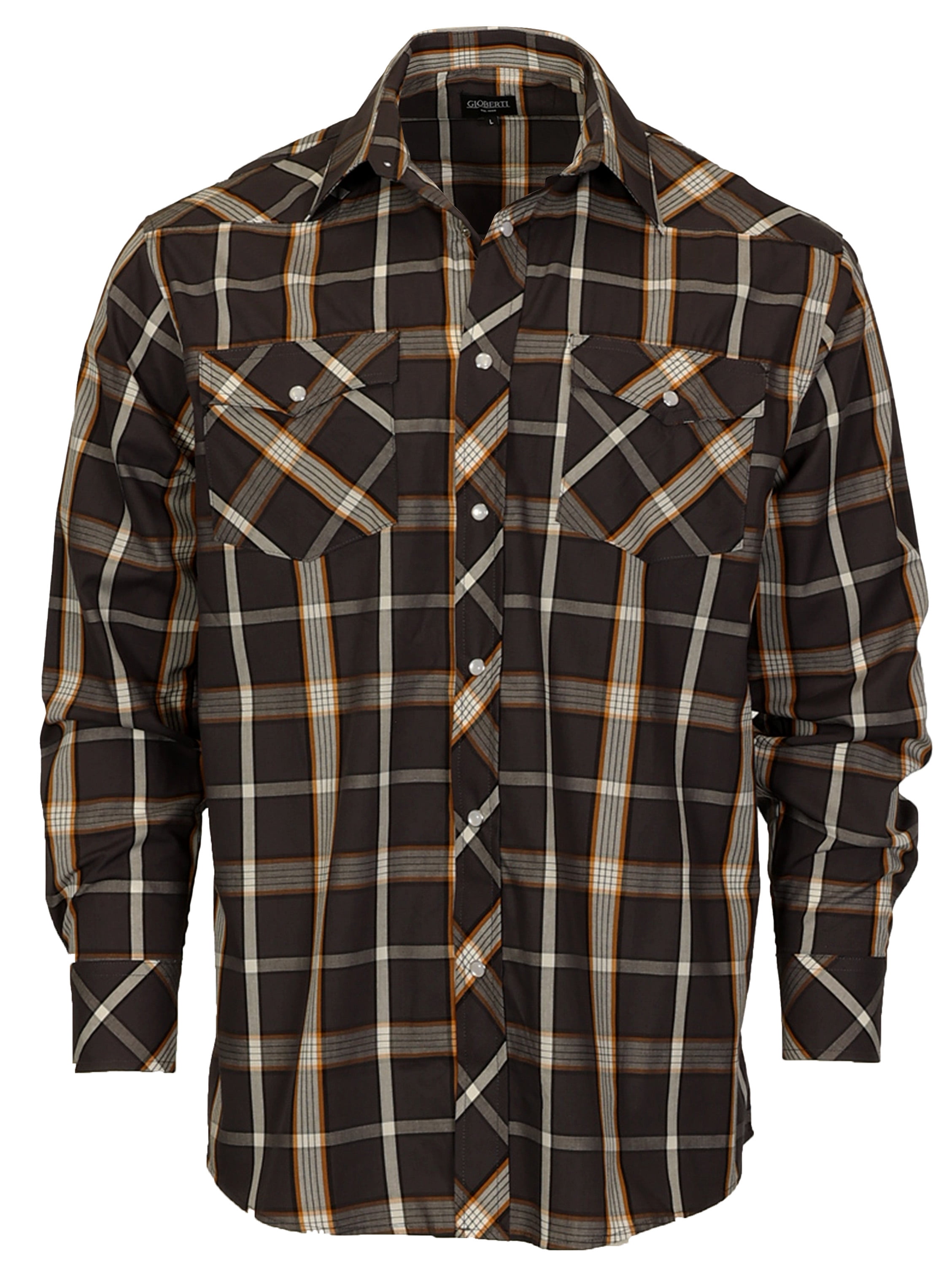 Gioberti Men's Western Plaid Long Sleeve Shirt with Pearl Snap ...