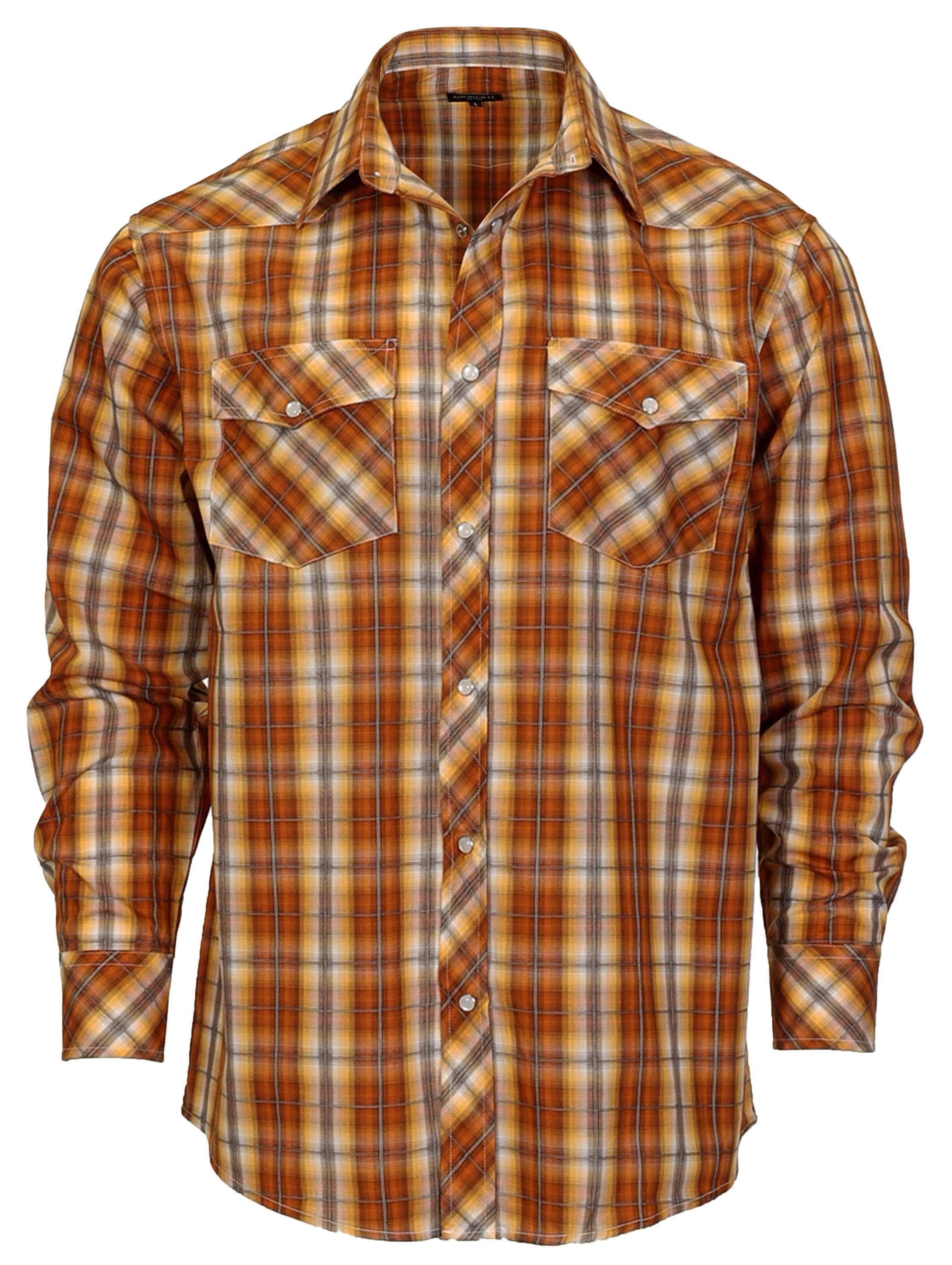 Gioberti Men's Western Plaid Long Sleeve Shirt with Pearl Snap-on ...