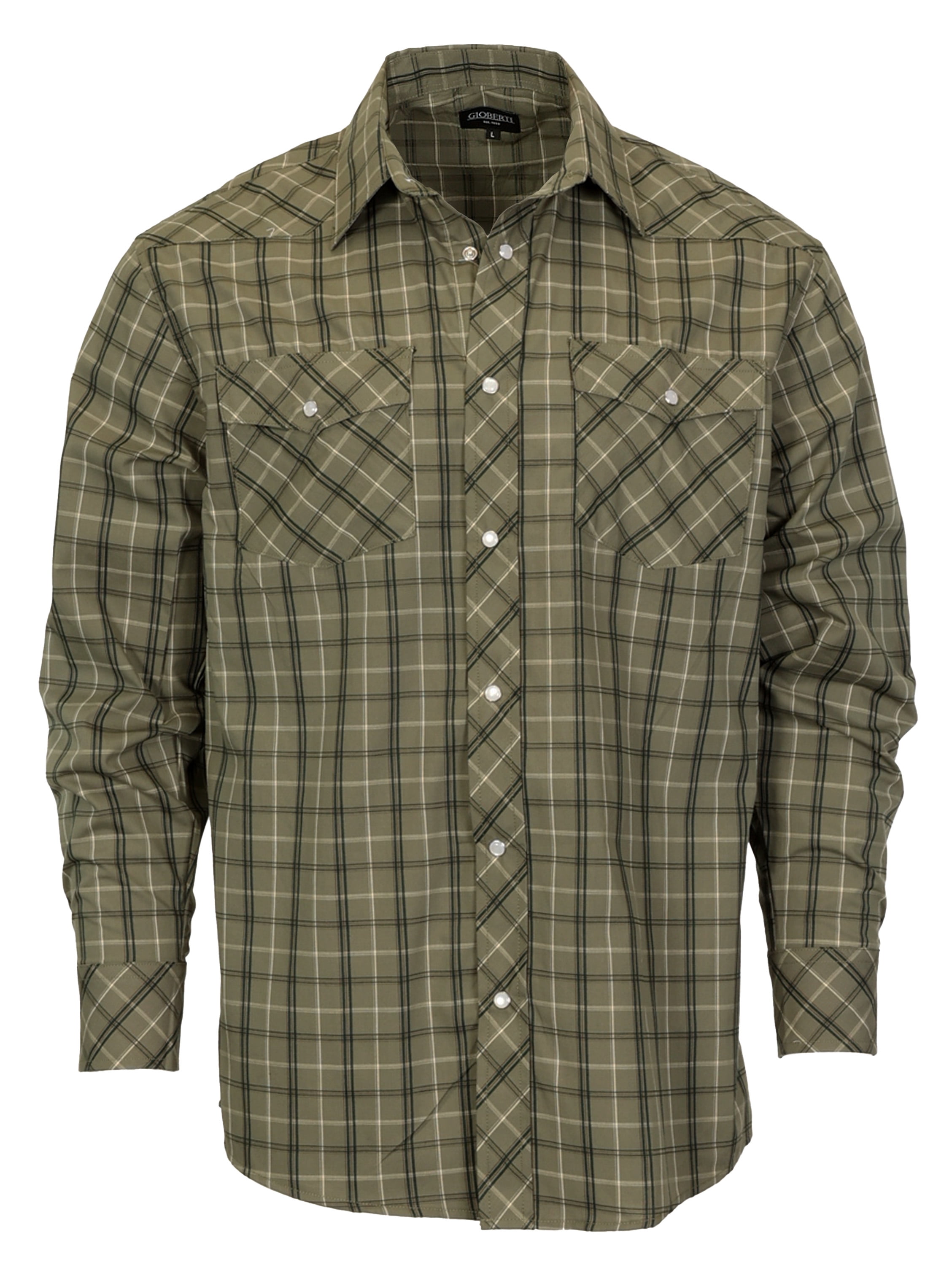 Gioberti Men's Western Plaid Long Sleeve Shirt with Pearl Snap-on ...