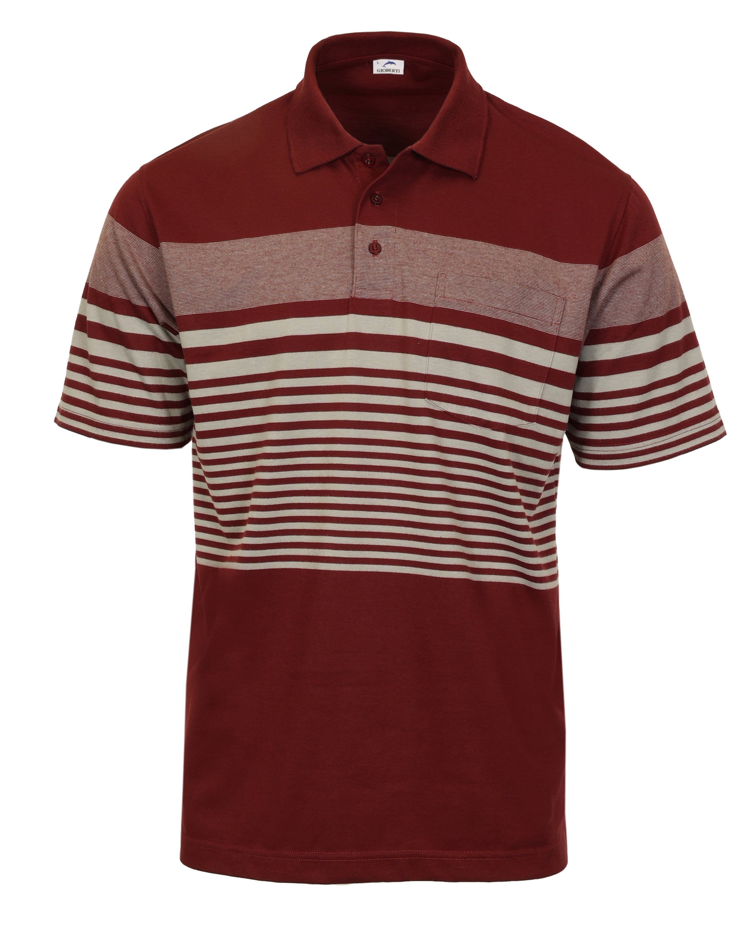 Gioberti Mens Multiple Stripe Polo Shirt with Pocket - Walmart.com