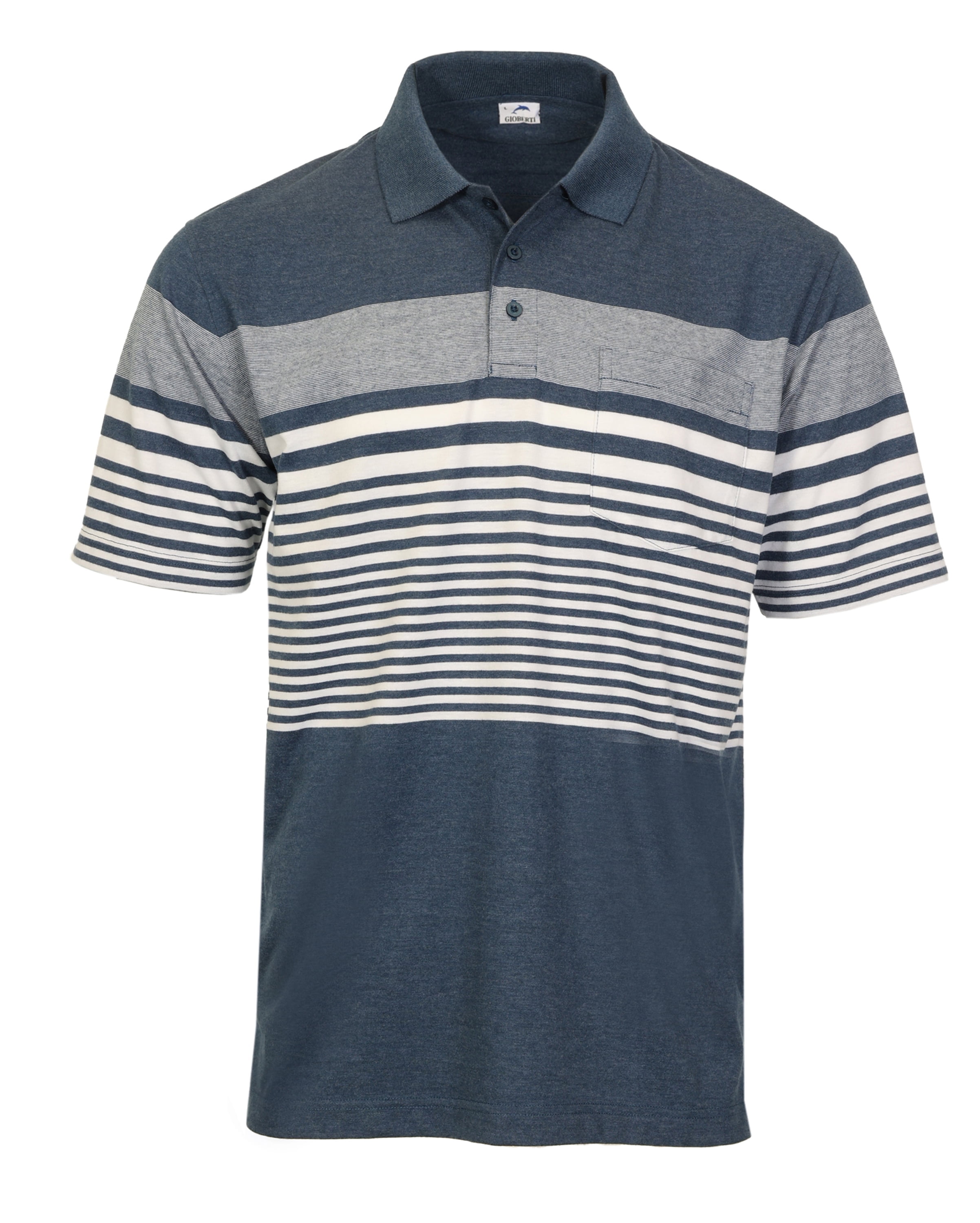 Gioberti Mens Multiple Stripe Polo Shirt with Pocket - Walmart.com