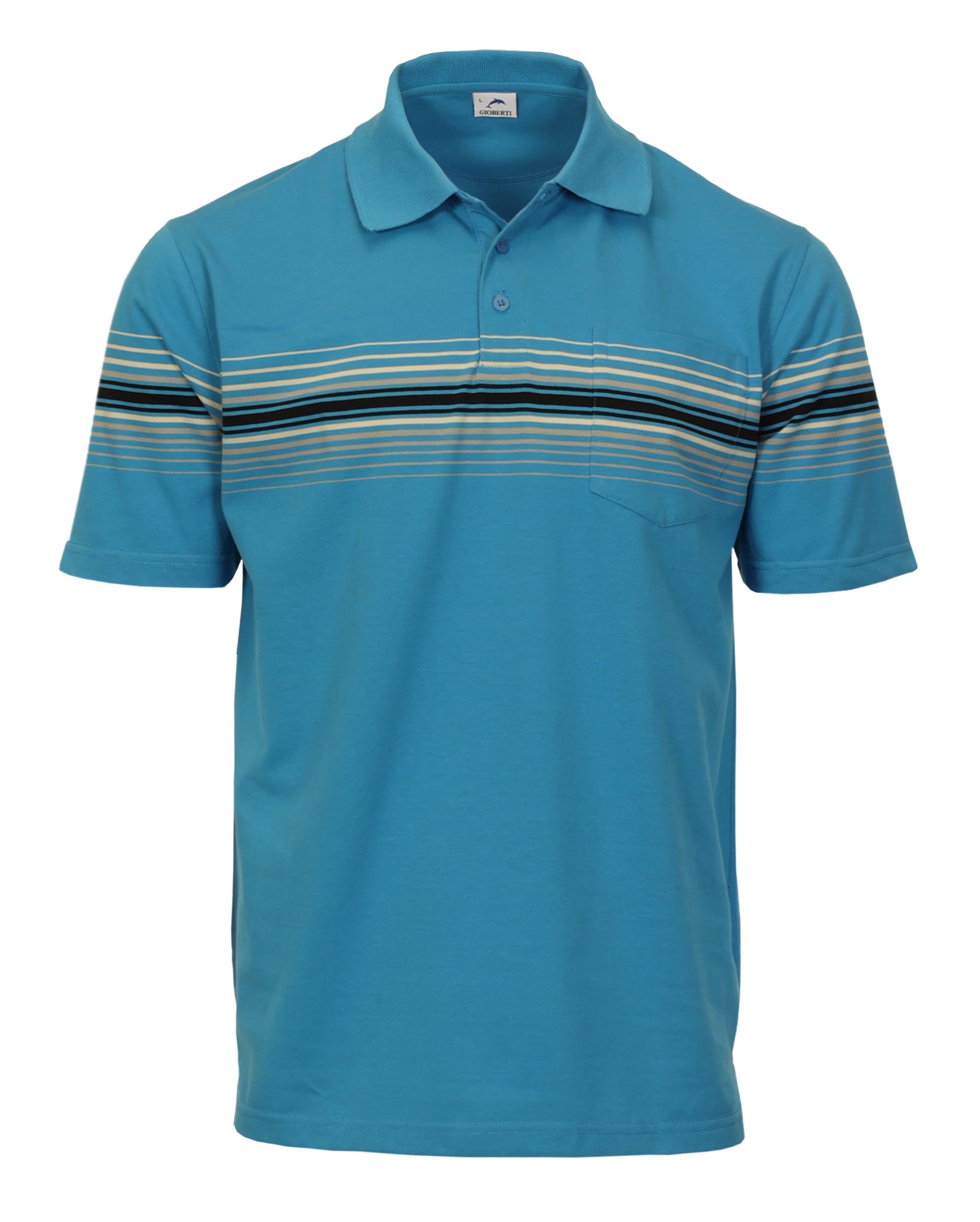 Gioberti Mens Multiple Stripe Polo Shirt with Pocket - Walmart.com