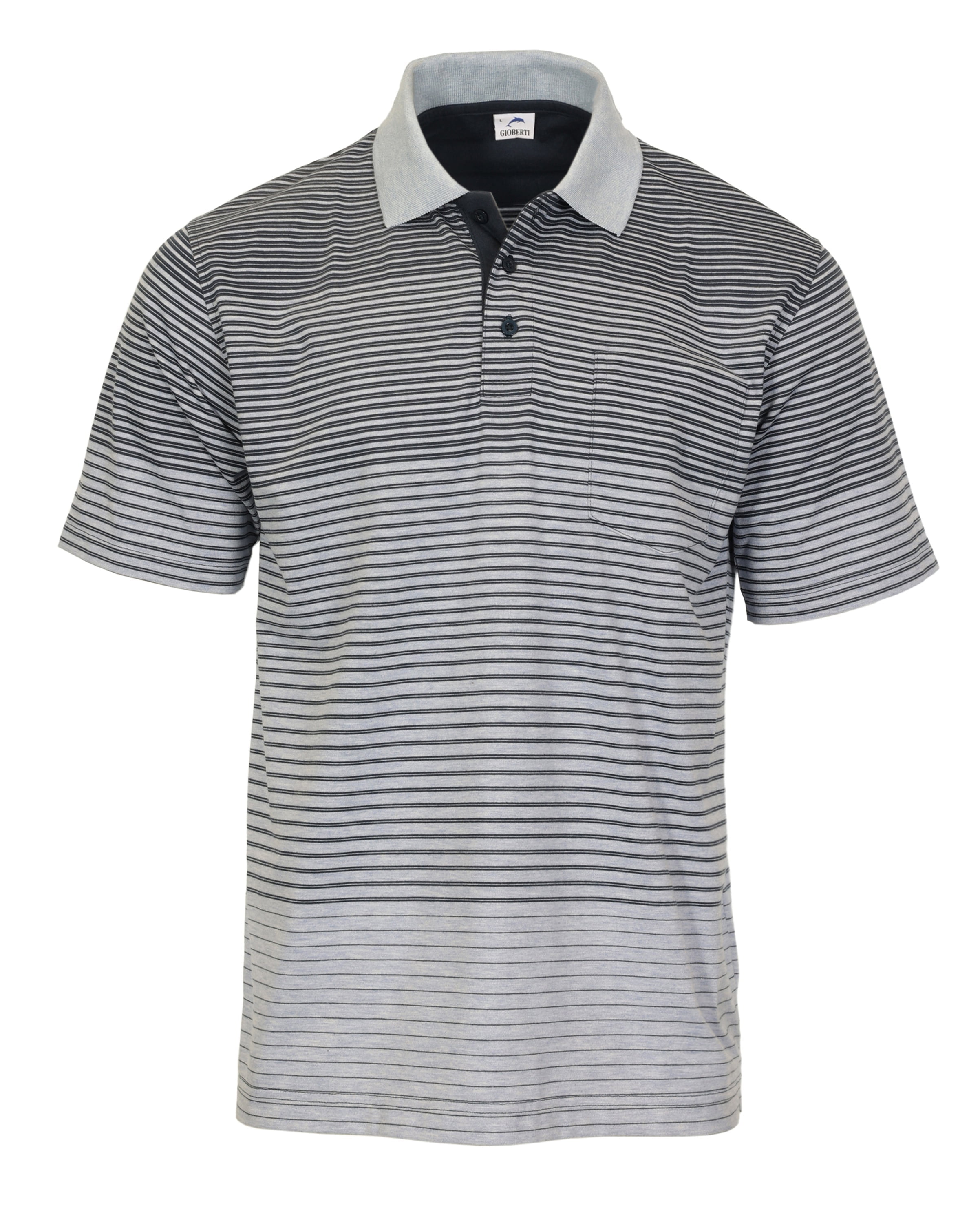 Gioberti Mens Multiple Stripe Polo Shirt with Pocket - Walmart.com