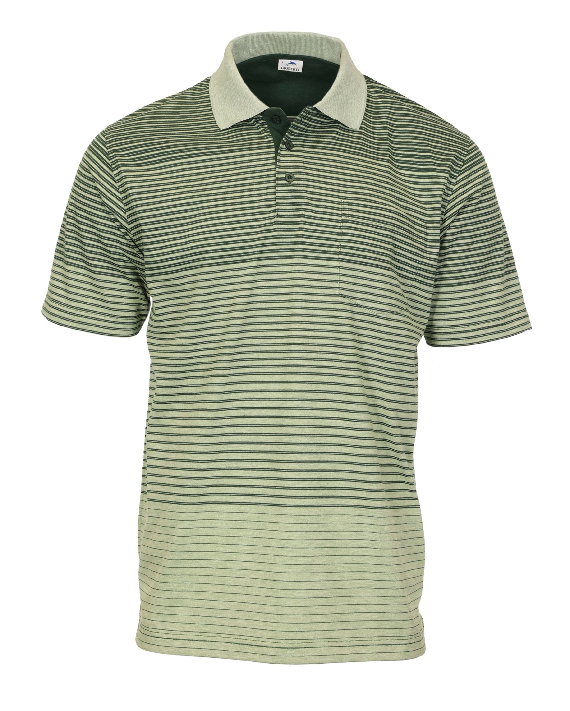 Gioberti Mens Multiple Stripe Polo Shirt with Pocket - Walmart.com