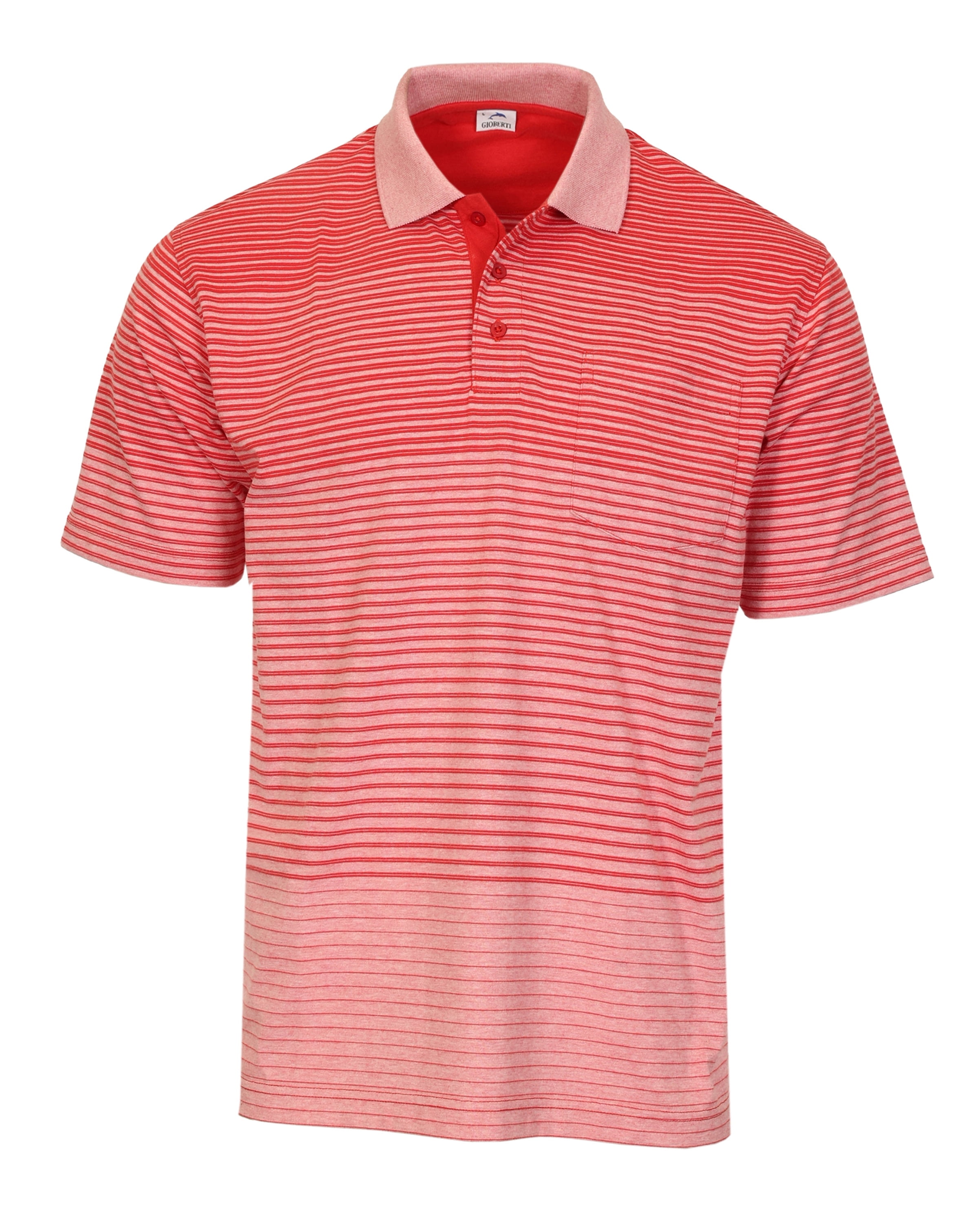 Gioberti Mens Multiple Stripe Polo Shirt with Pocket - Walmart.com