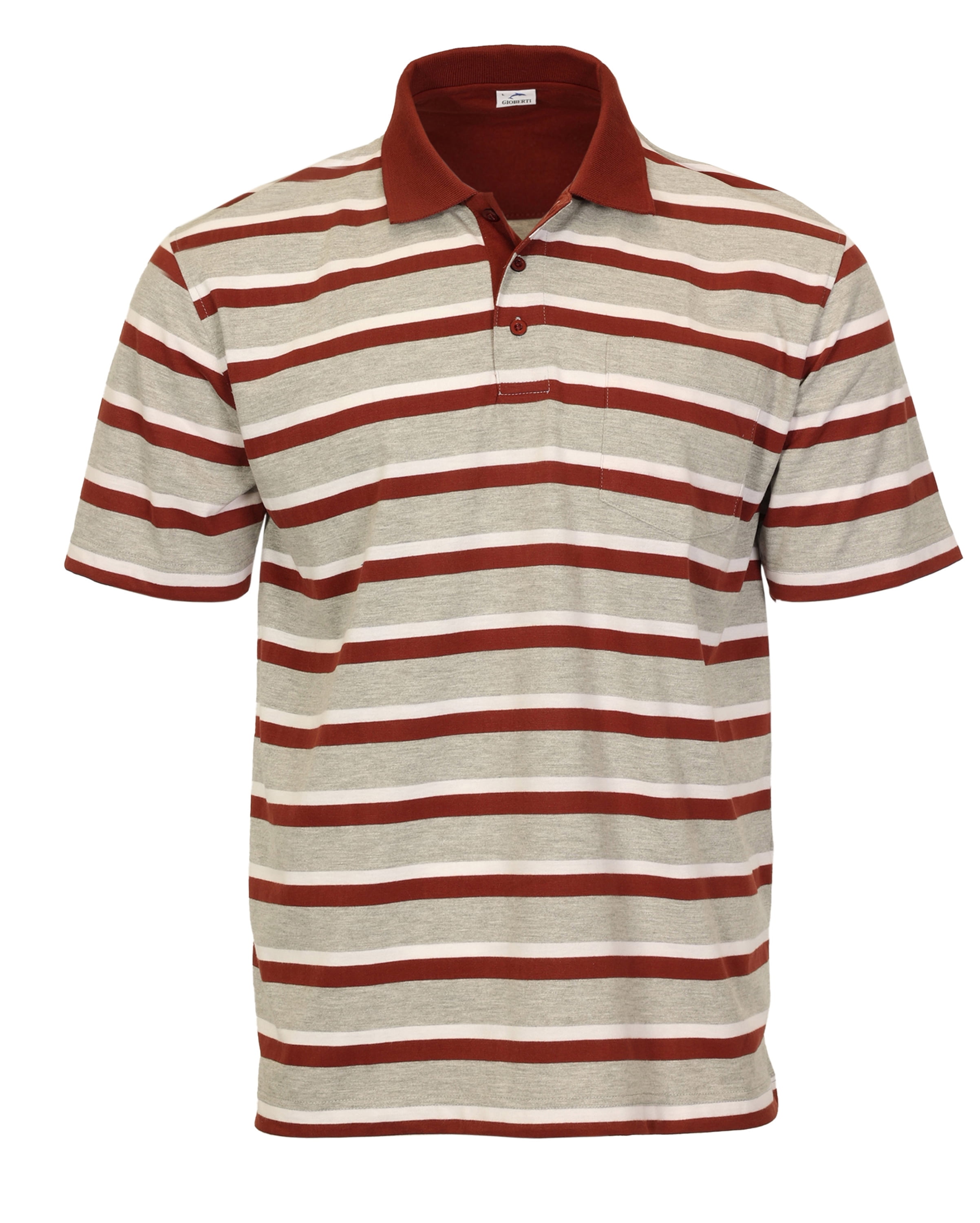 Gioberti Mens Multiple Stripe Polo Shirt with Pocket - Walmart.com