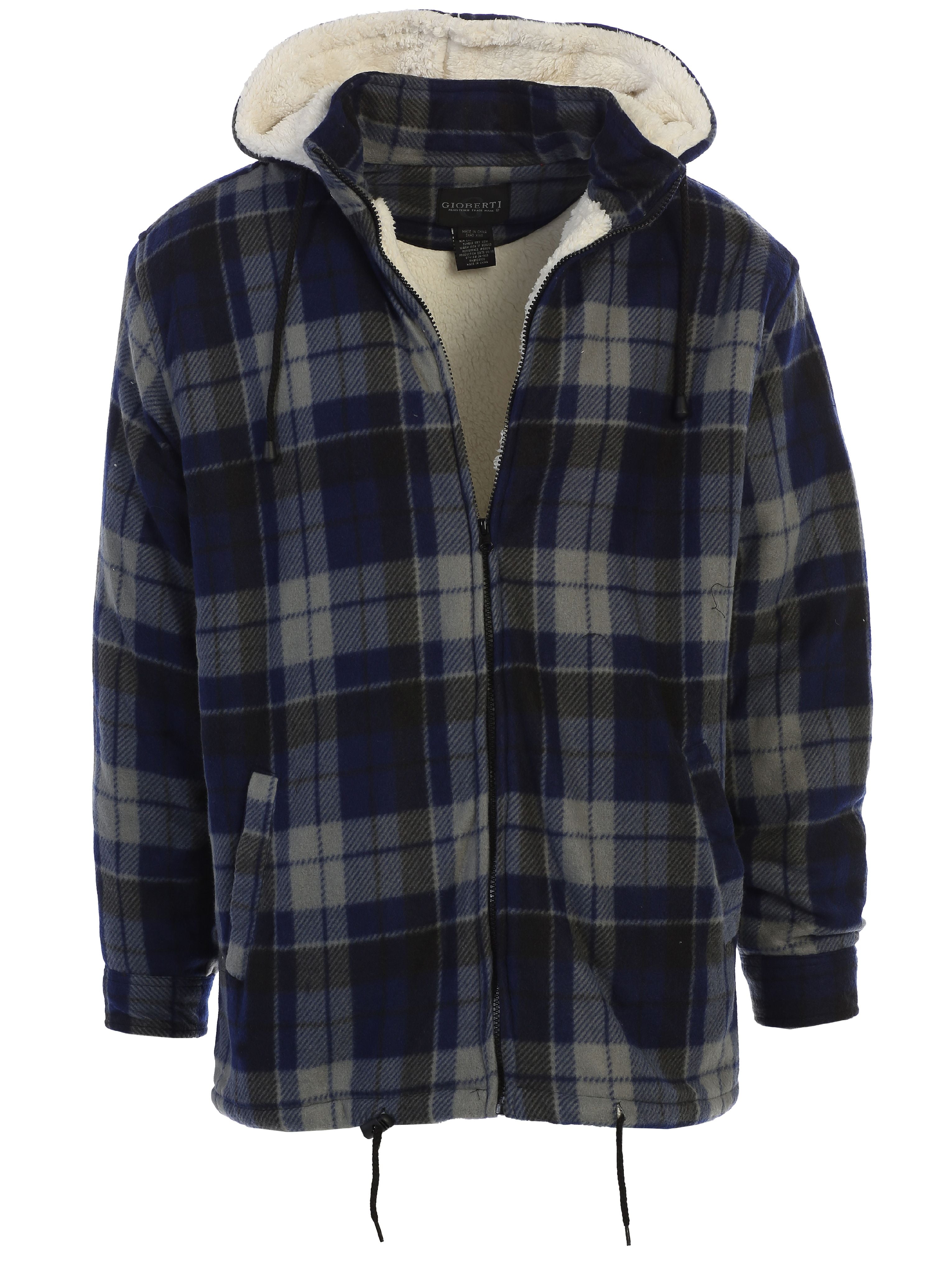 Gioberti Mens Sherpa Lined Flannel Jacket with Removable Hood - Walmart.com