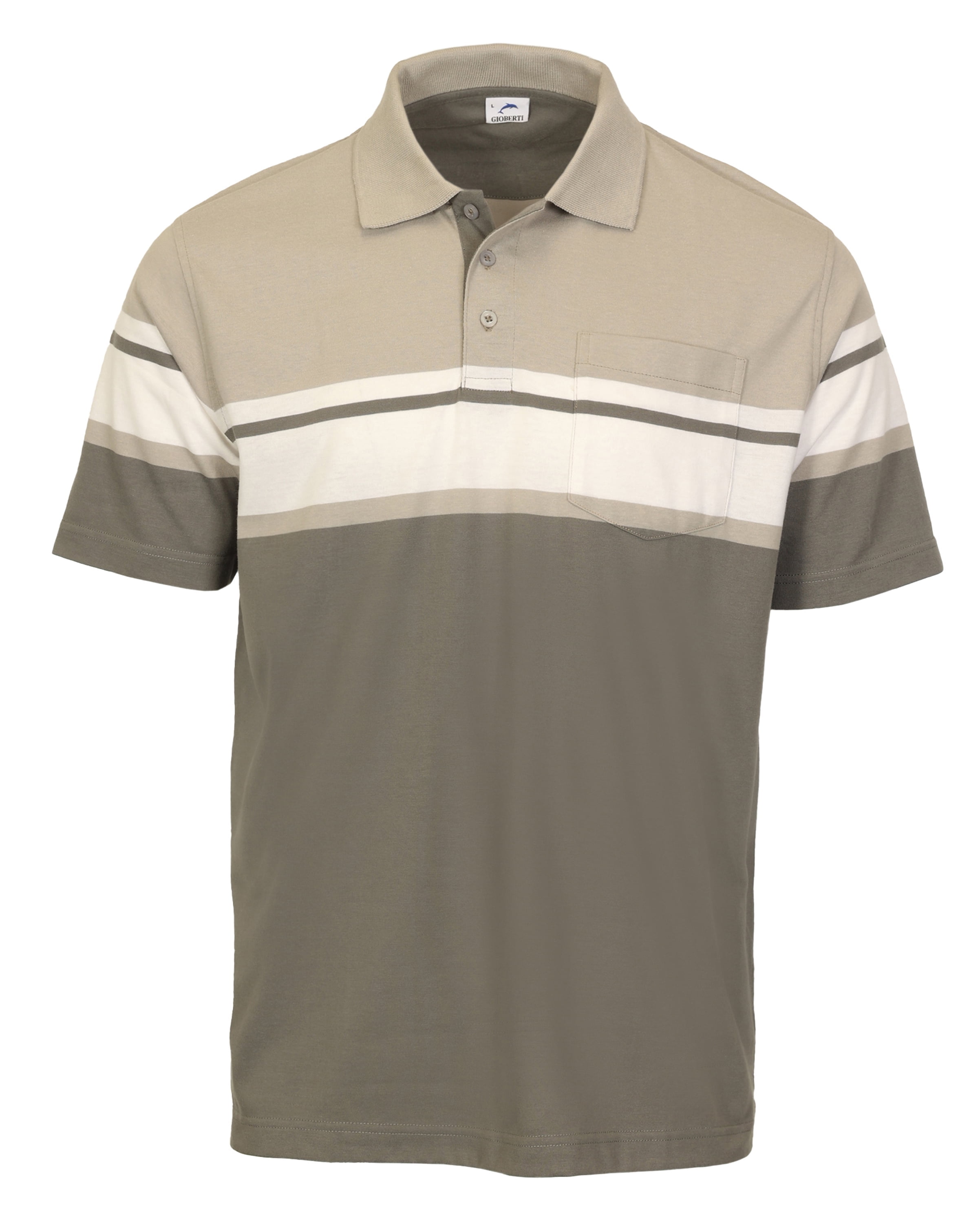 Gioberti Mens Multiple Stripe Polo Shirt with Pocket - Walmart.com