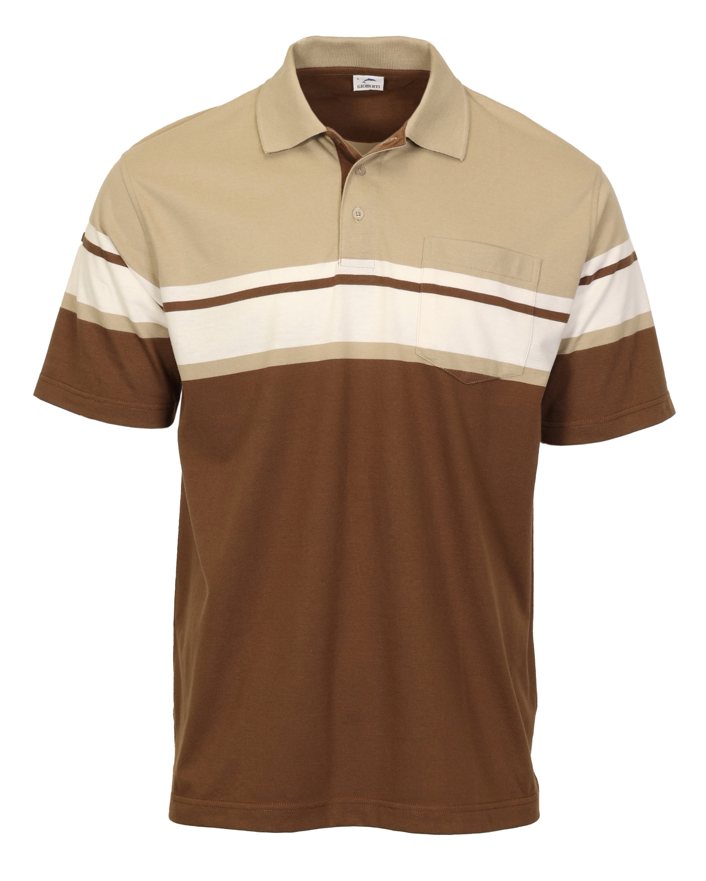 Gioberti Mens Multiple Stripe Polo Shirt with Pocket - Walmart.com