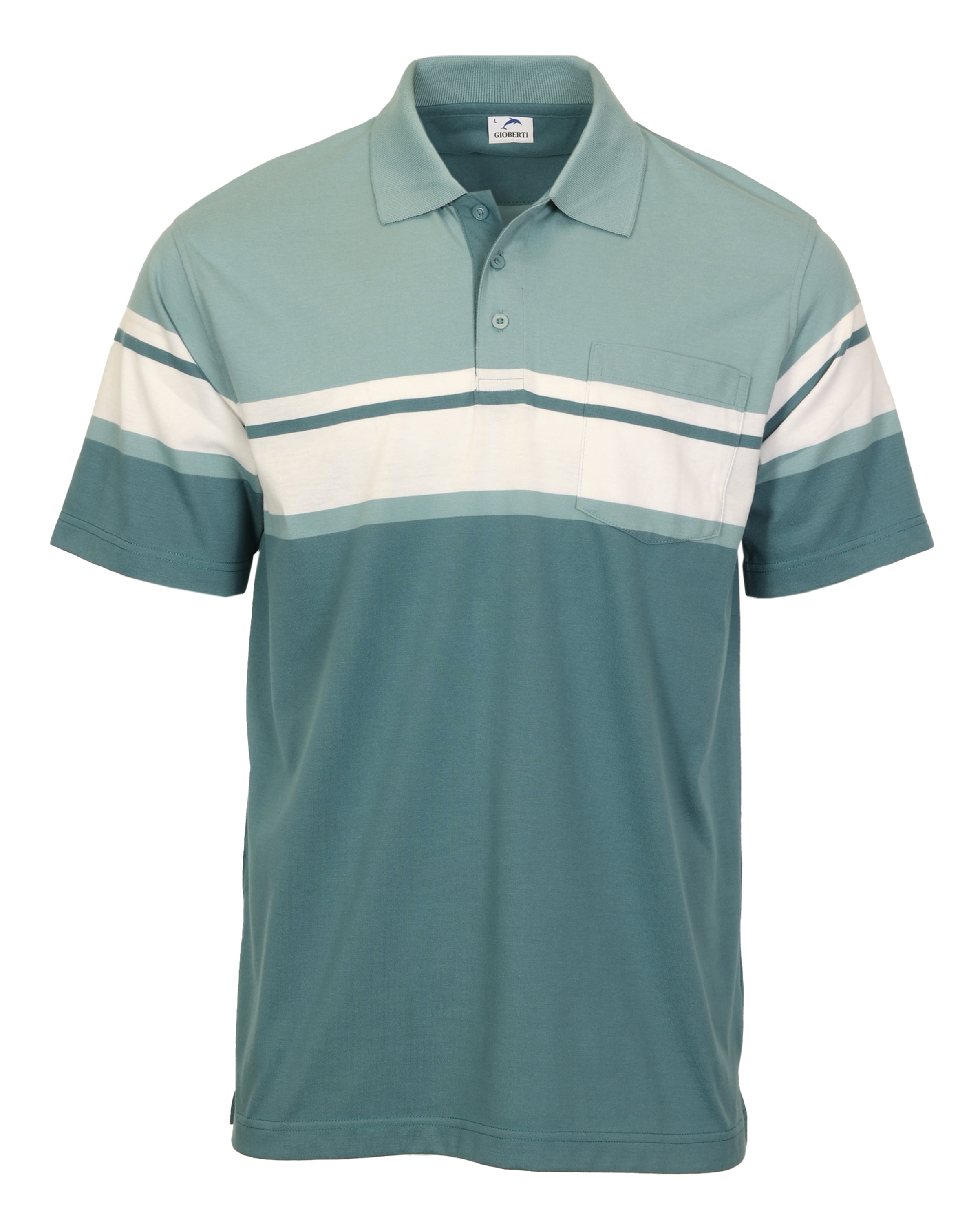 Gioberti Mens Multiple Stripe Polo Shirt with Pocket - Walmart.com