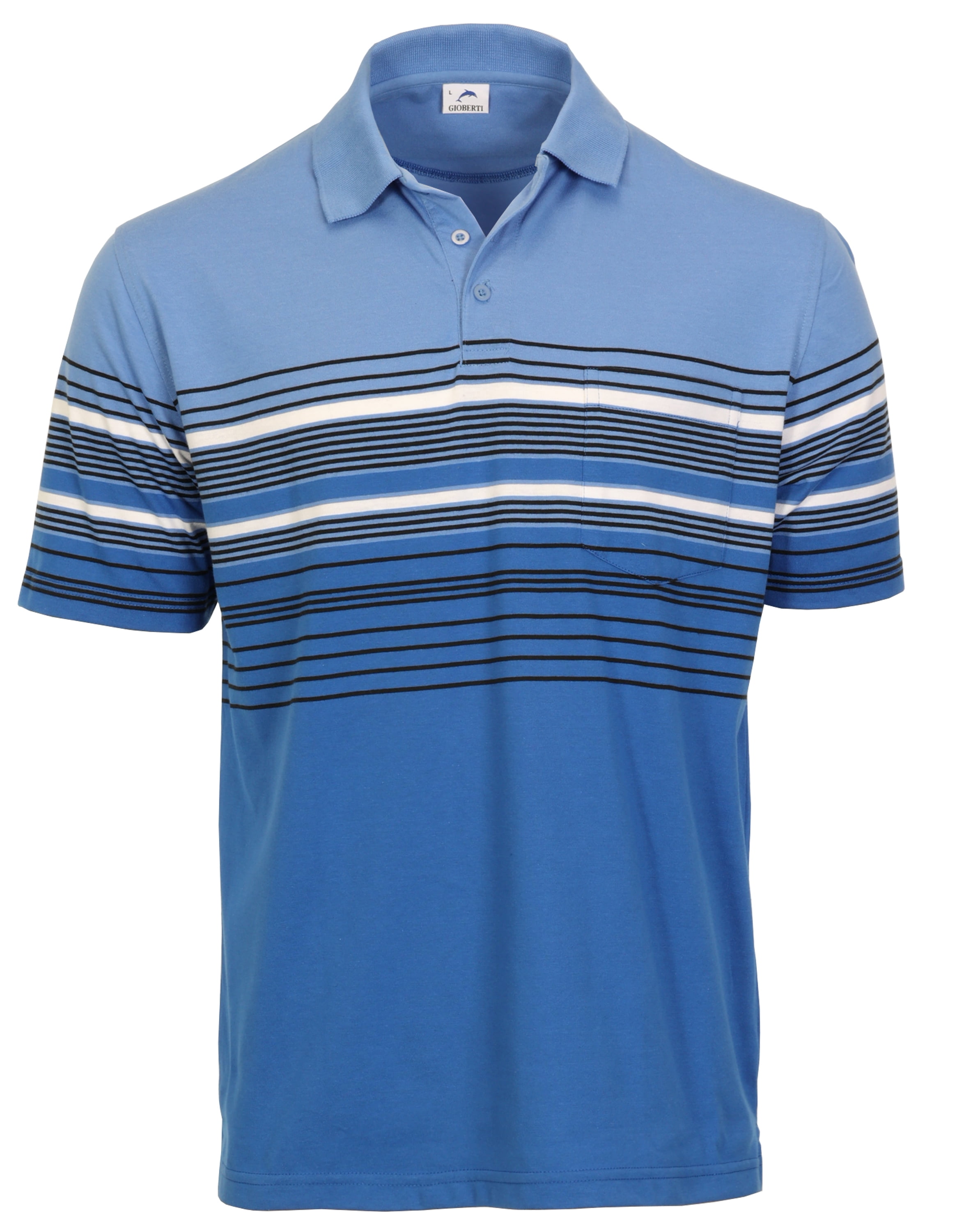 Gioberti Mens Striped Polo Shirt with Pocket - Yarn Dye - Walmart.com