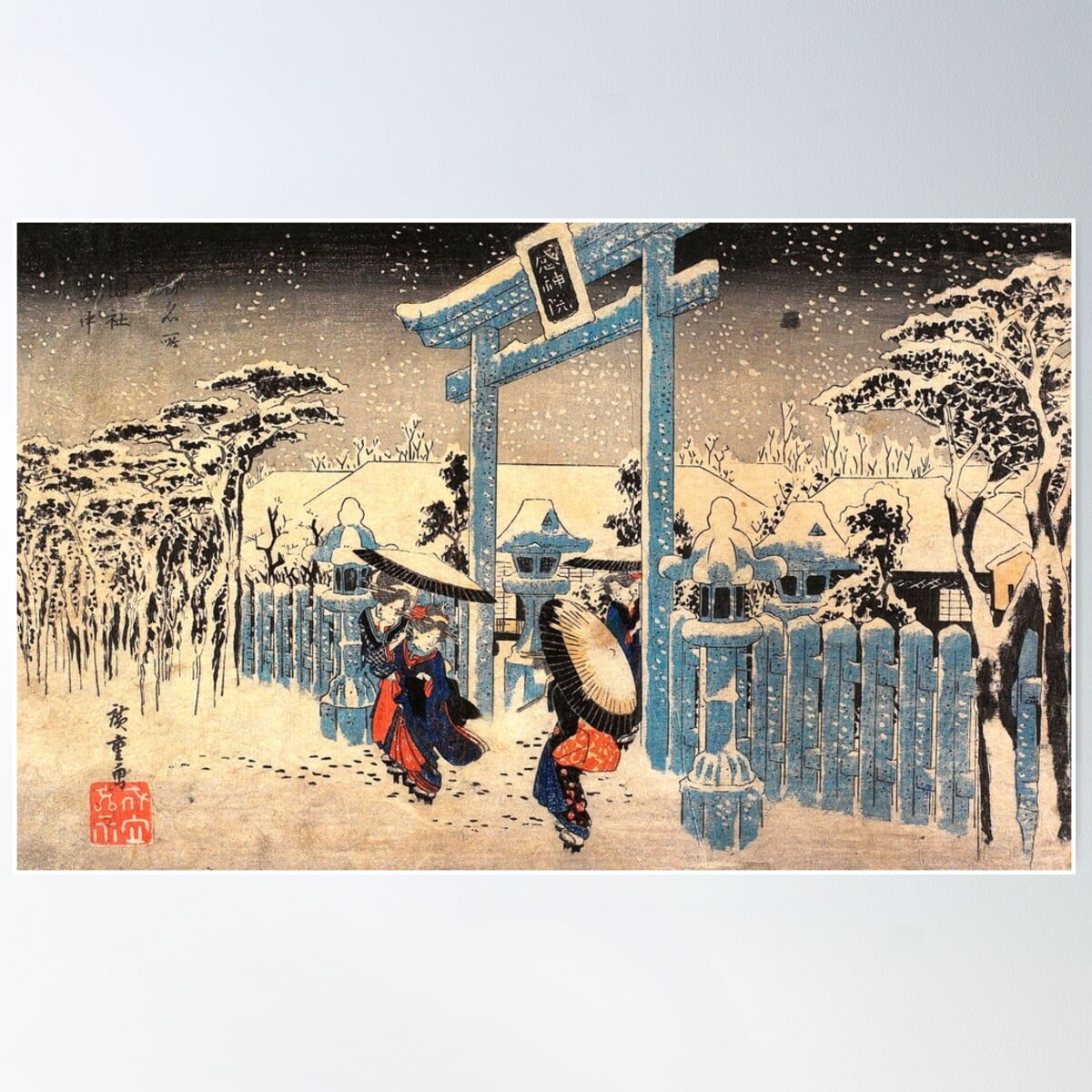 Gion Shrine In Snow Poster Wall Art, Modern Wall Decor For Living Room ...